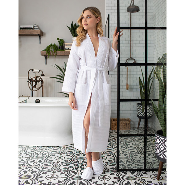 LOTUS LINEN Waffle Kimono Lightweight Robes - Cotton Bath Robe ...