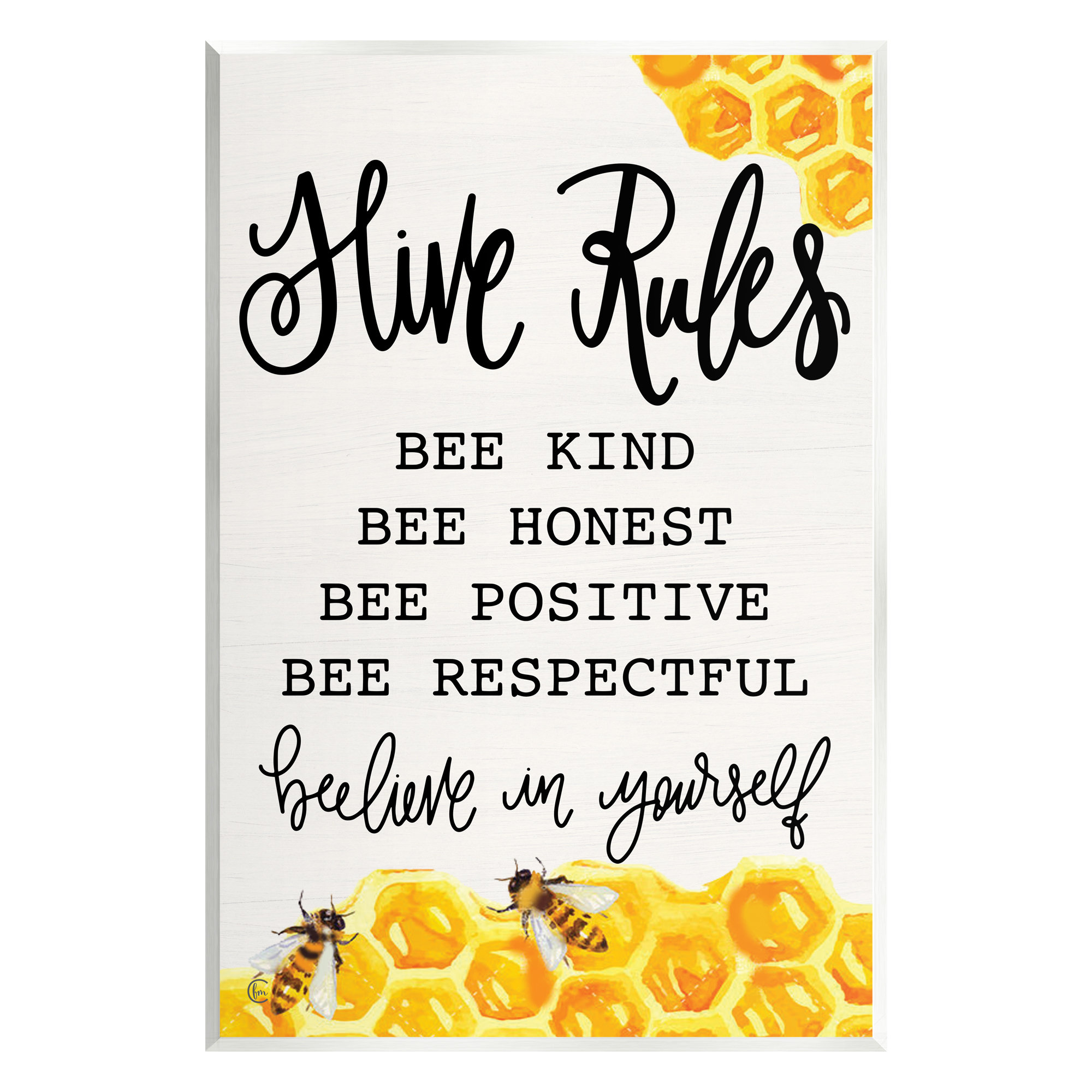 Stupell Industries Ax-296-Wood Hive Rules Bee Phrase On MDF by ...
