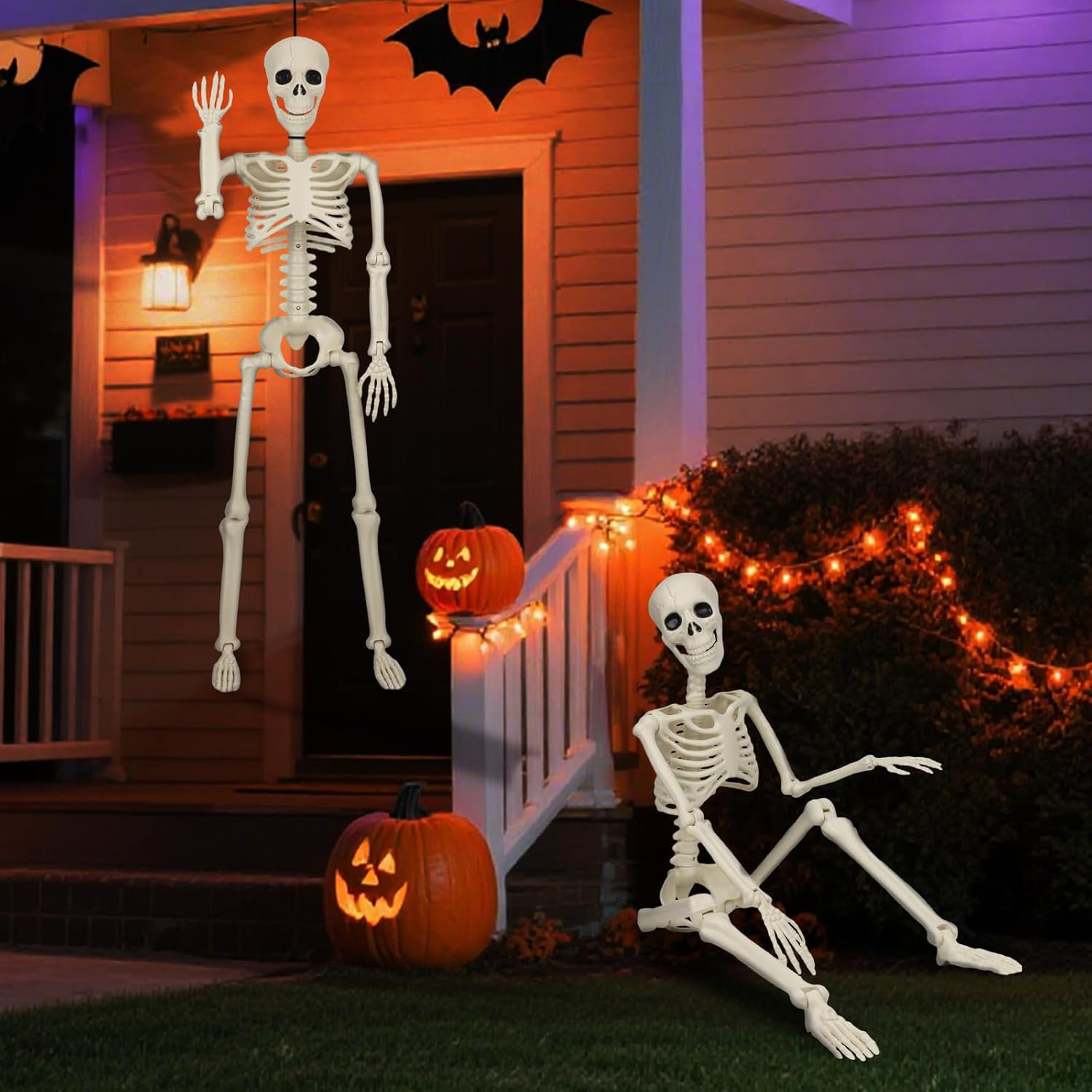 The Holiday Aisle® 2 Pack 36'' Posable Skeletons Halloween Decorations ...