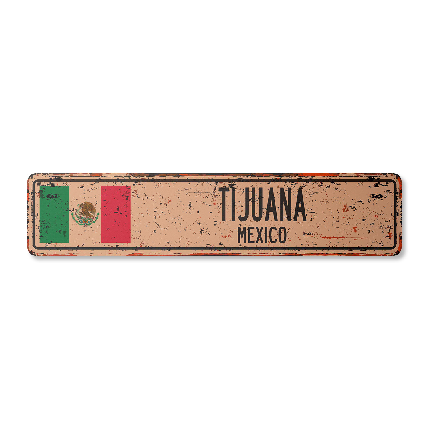 SignMission TIJUANA MEXICO Vintage Aluminum Street Sign Mexican flag ...