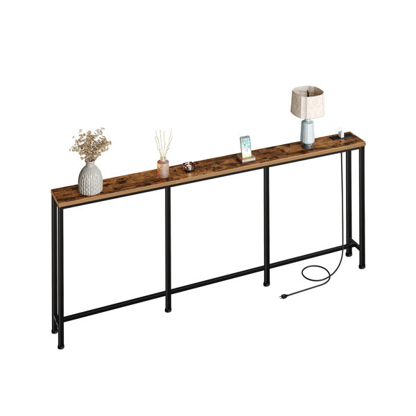 17 Stories Rustic Console Table – Space-Saving Design, Power Strip ...