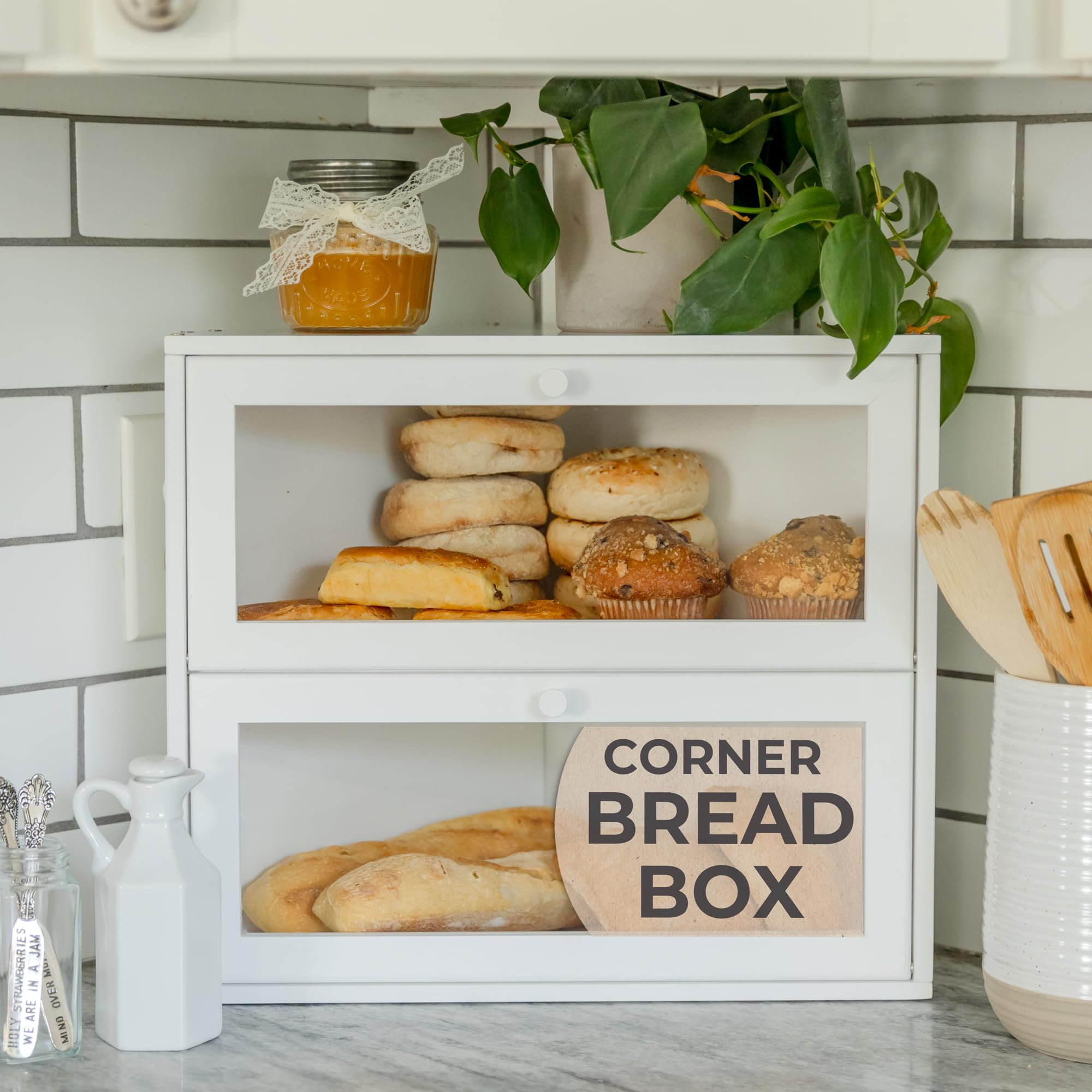 Hokku Designs Corner Bread Box For Kitchen Countertop - New 2025 ...