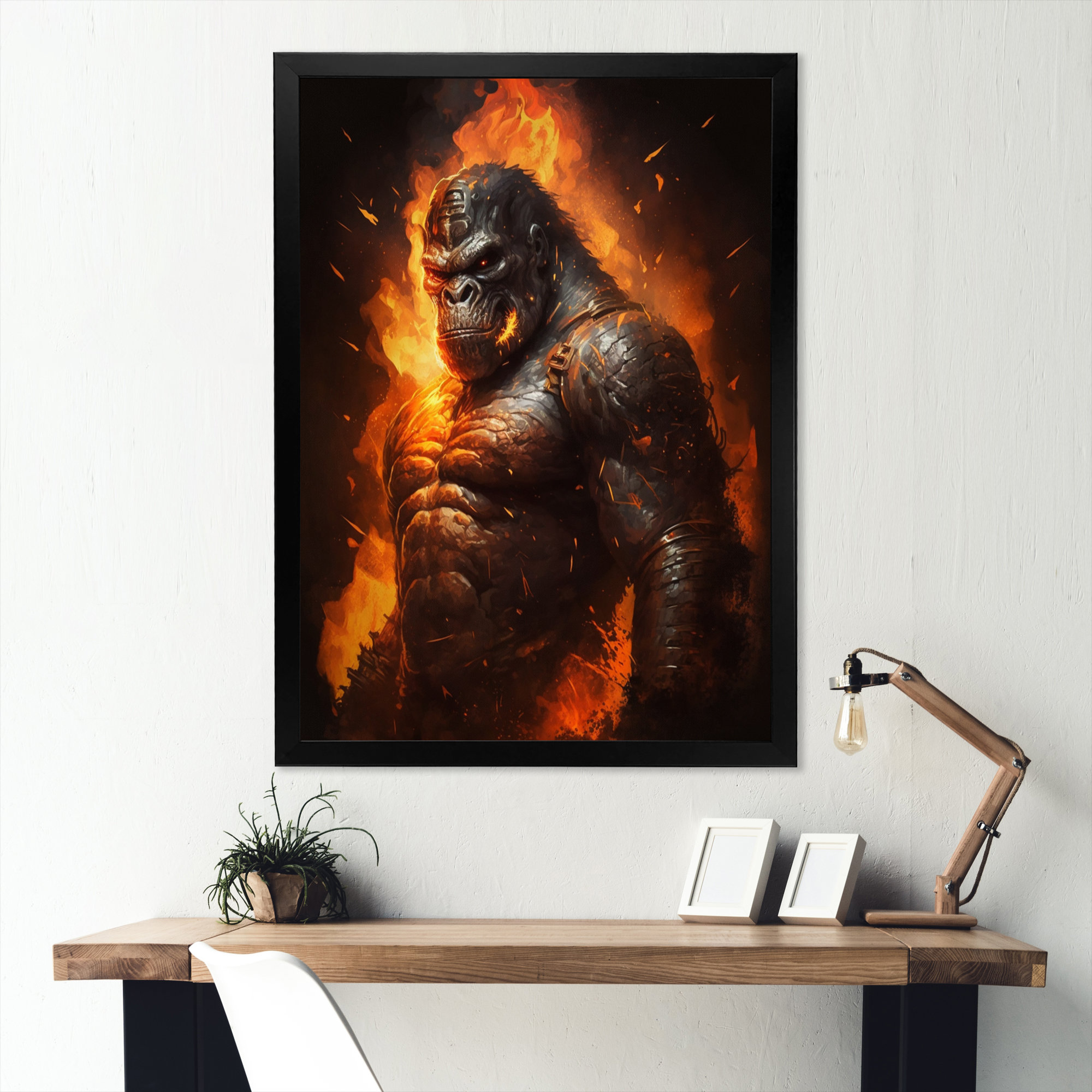 Trinx Gorilla Fireball Gorilla Fireball - Picture Frame Print on Canvas ...