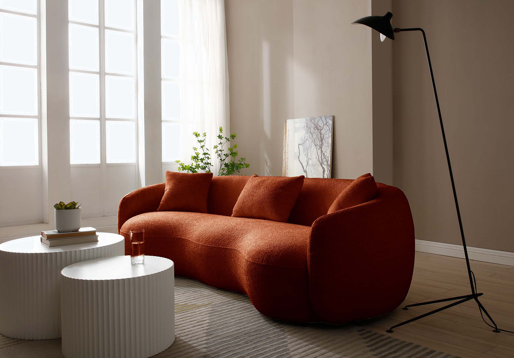 House On Tree Curved Sofa, Boucle Fabric Couch - Wayfair Canada