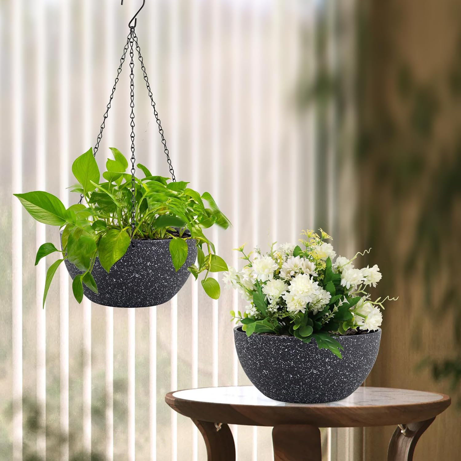 Bungalow Rose 12 Inch Large Hanging Planters For Indoor Outdoor Plant | Wayfair