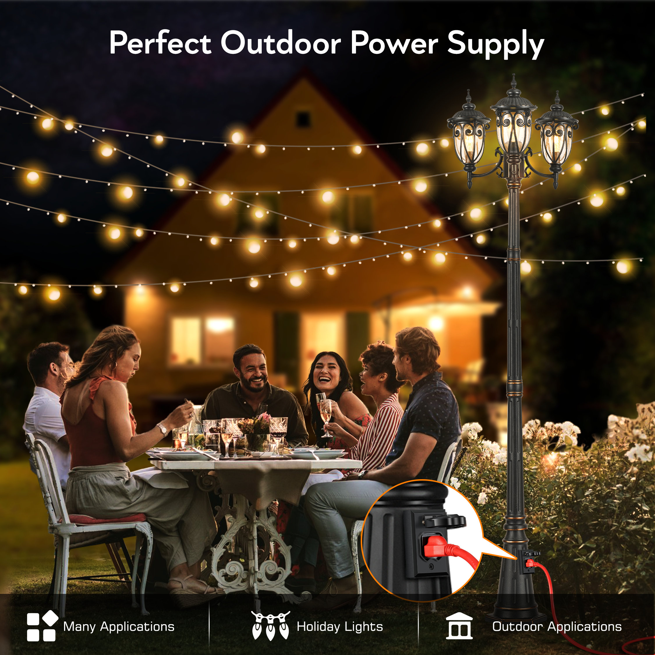 Astoria Grand Dusk to Dawn Outdoor Lamp Post Light with Outlet, Oil ...