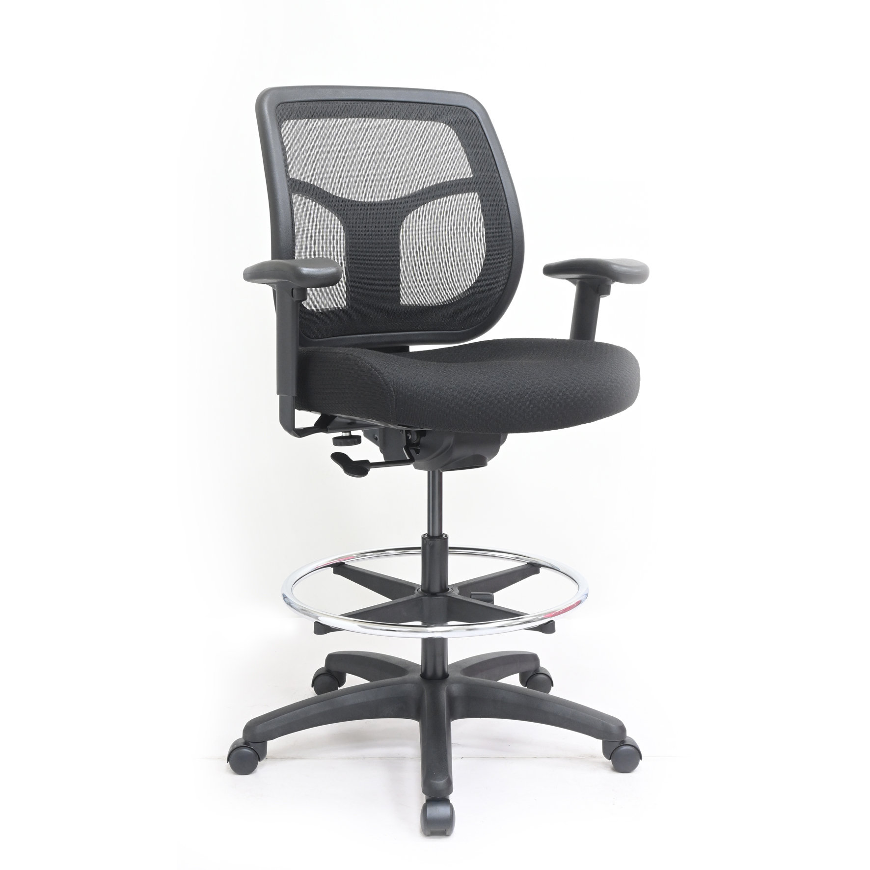 Eurotech Seating Apollo Swivel Office Drafting Stool with TEMPUR® Cushioned Seat, Mesh Back, and ...