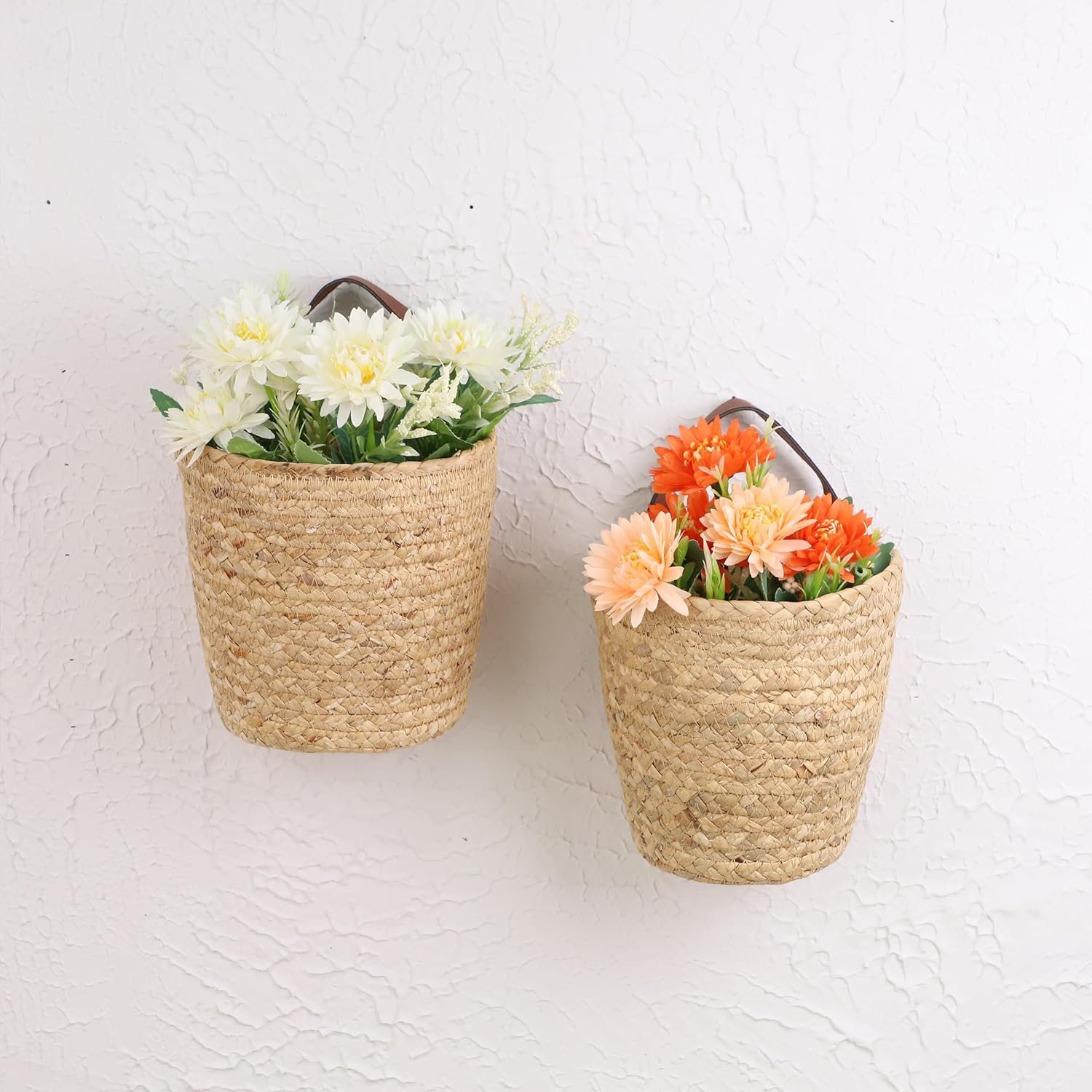 Gracie Oaks Water Hyacinth Hanging Storage Baskets 2 Pack Woven Wall ...