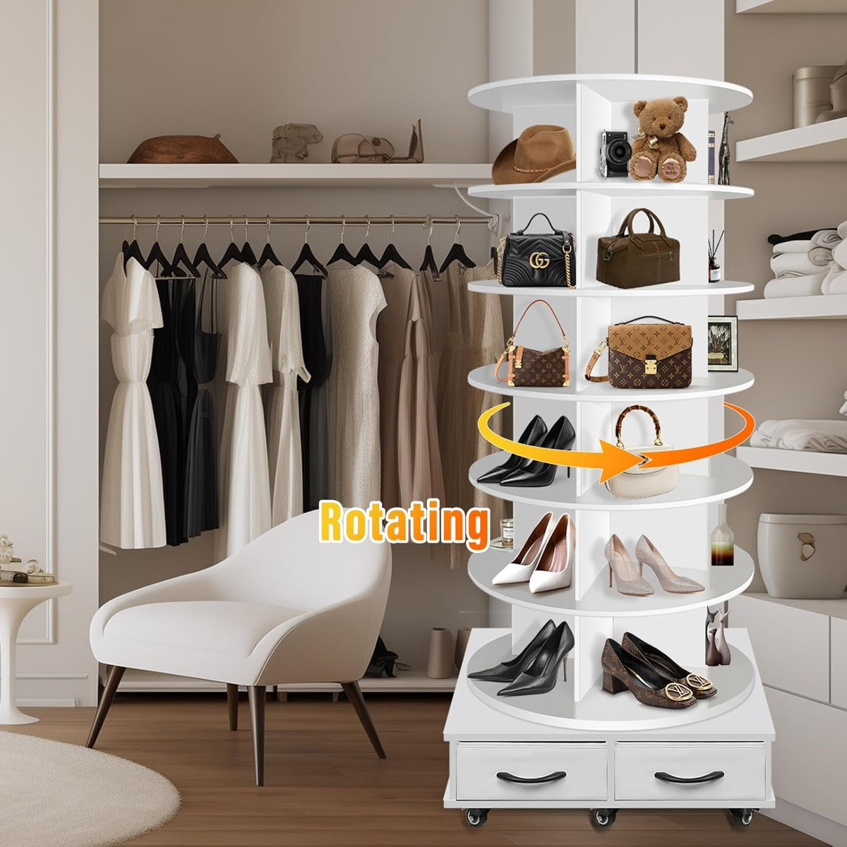 Hokku Designs 7 Tier Spinning Shoe Rack Display Lazy Susan Contains 2 ...