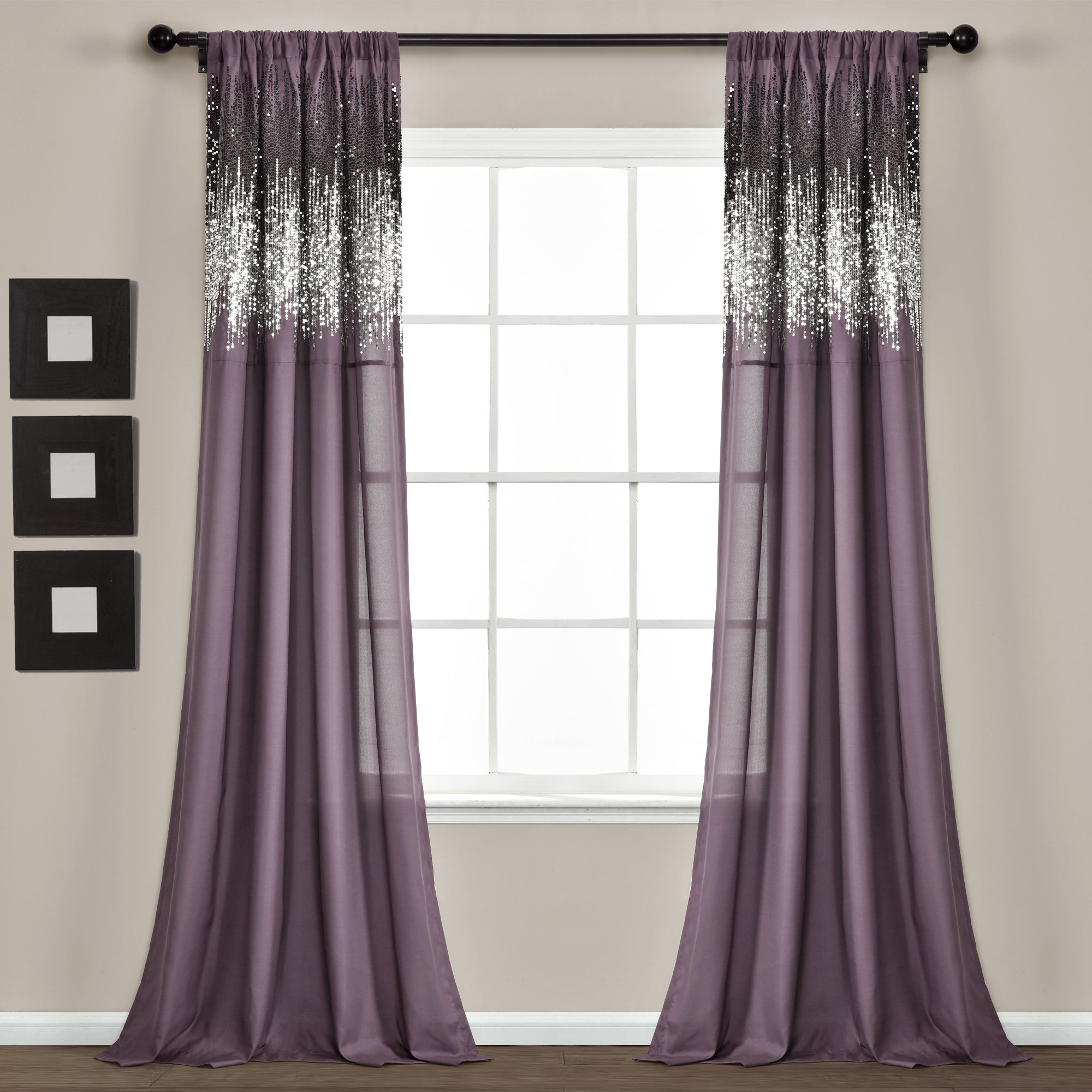 Lush Decor Shimmer Sequins Shimmer Semi-Sheer Curtain Panels & Reviews ...