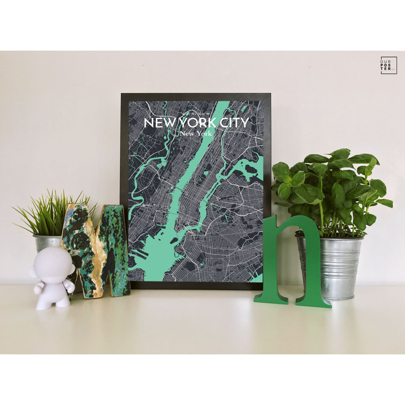 OurPoster.com 'New York City Map' Graphic Art Print Poster in Dream ...