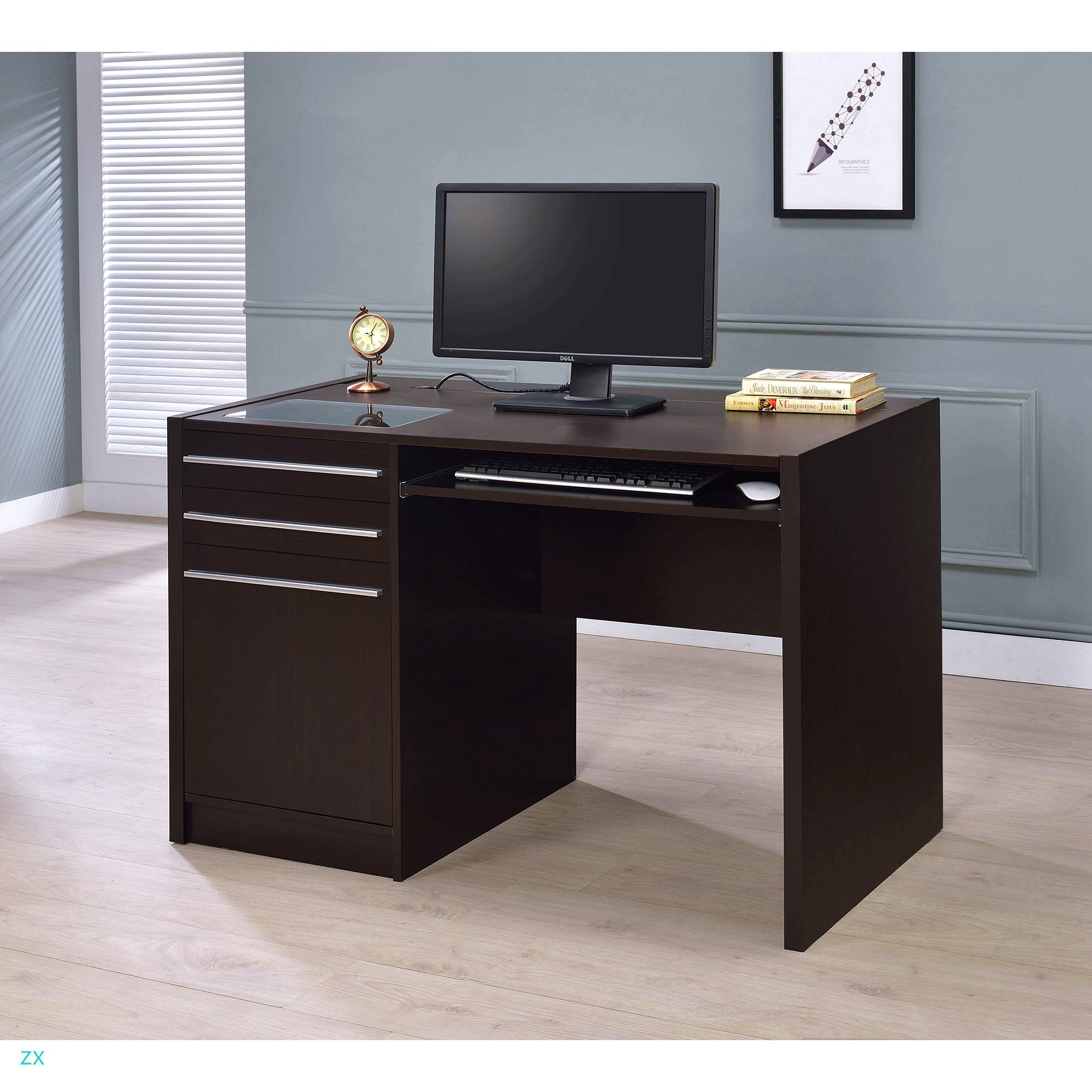 Latitude Run® Maxim Cappuccino 2-Drawer Computer Desk | Wayfair