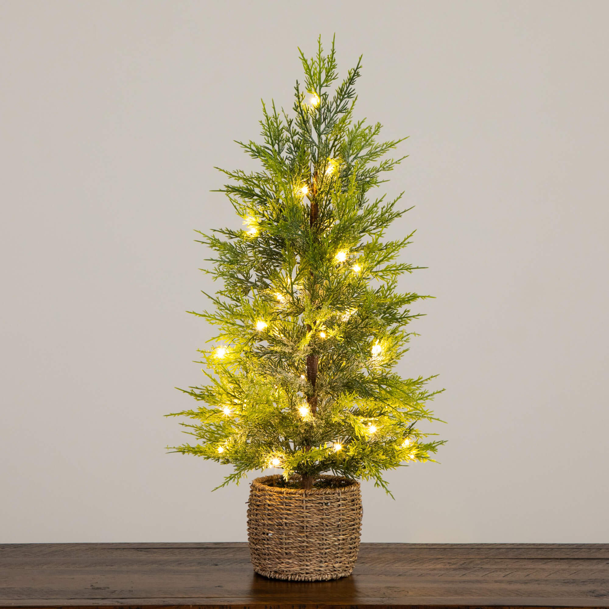 Ophelia & Co. 32In. Pre-Lit Artificial Lightly Snowed Cypress Christmas ...