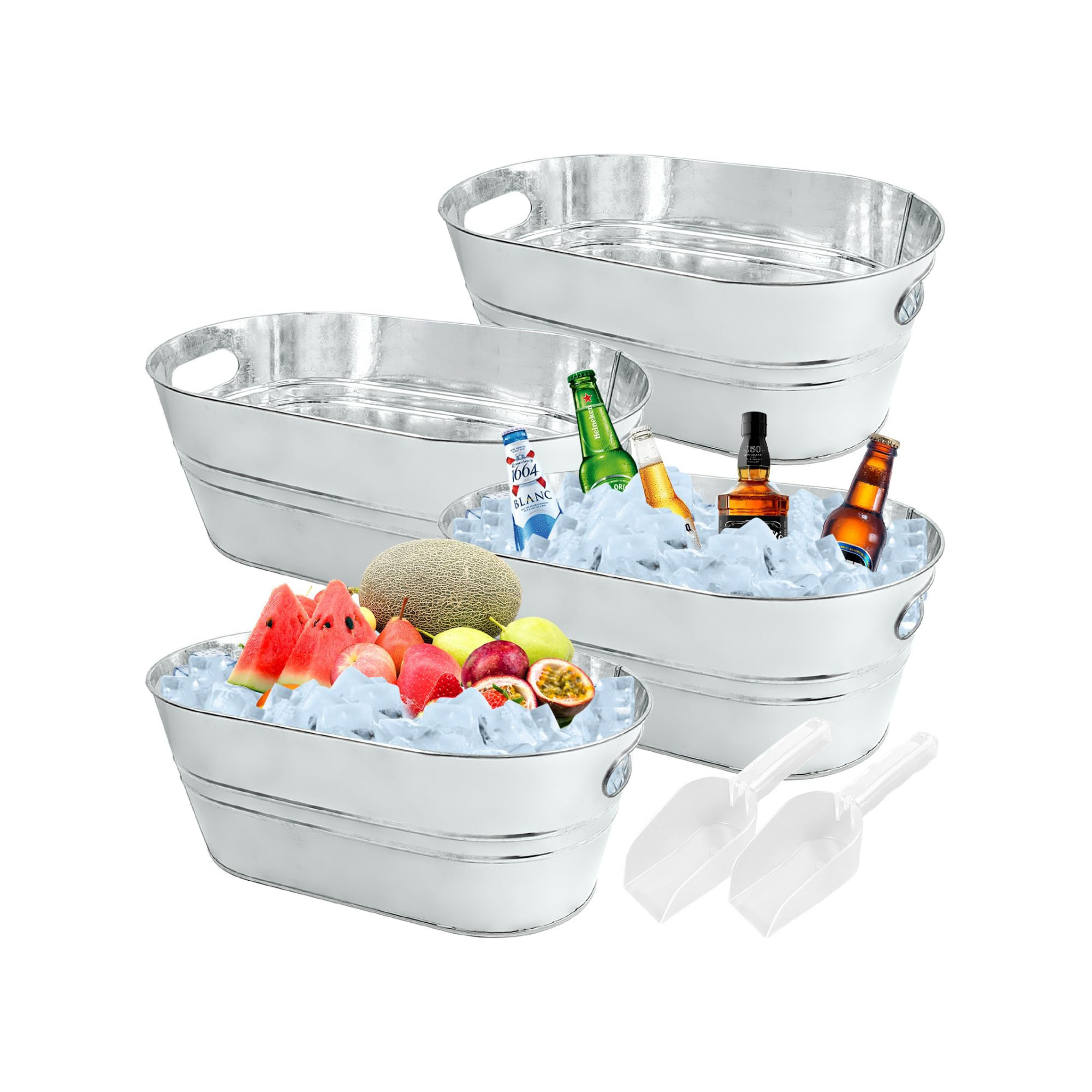 August Grove 4Pcs 4 Gallon Galvanized Bucket Ice Bucket Large Metal ...