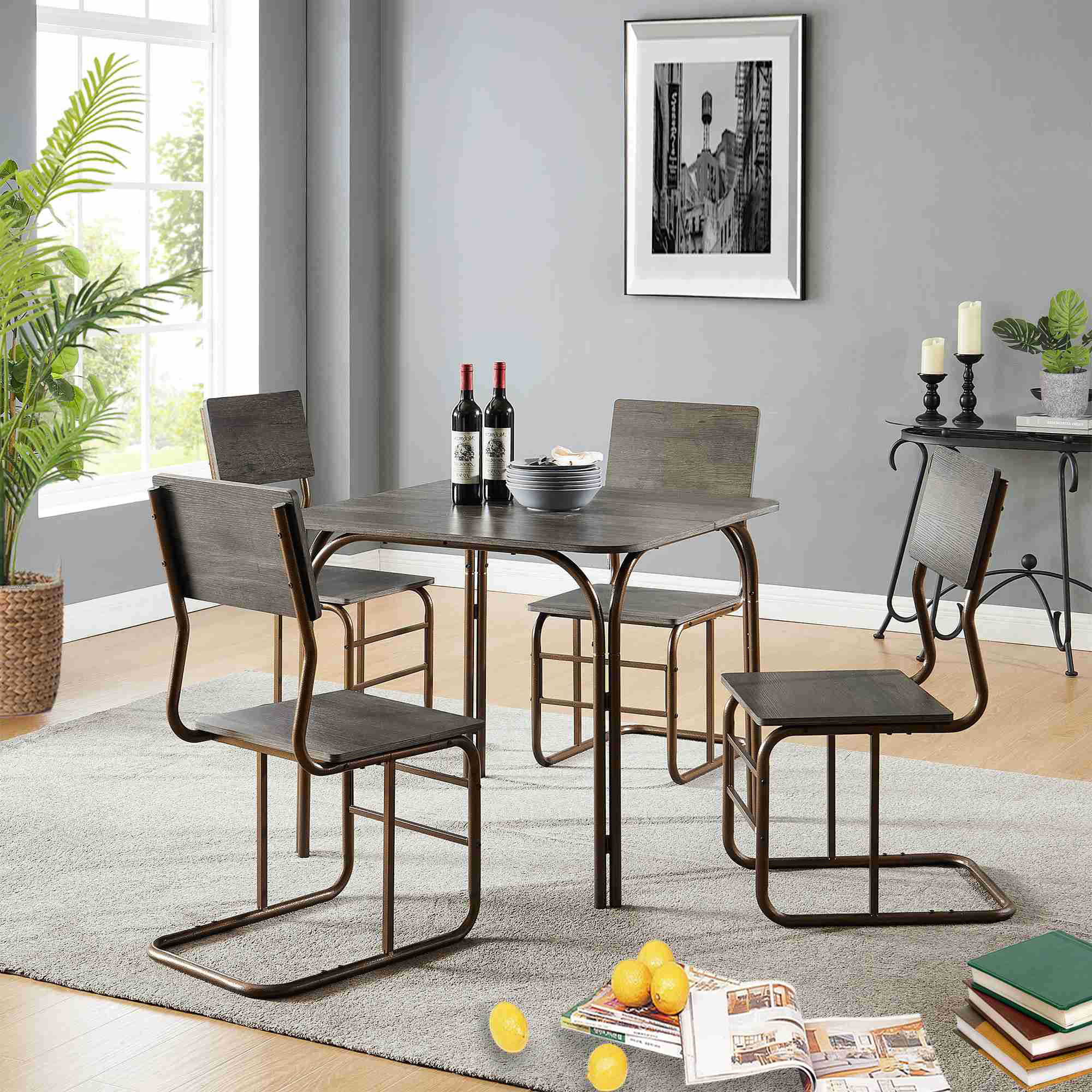 17 Stories Paylen Square 35.4'' L x 35.4'' W Restaurant Dining Set ...
