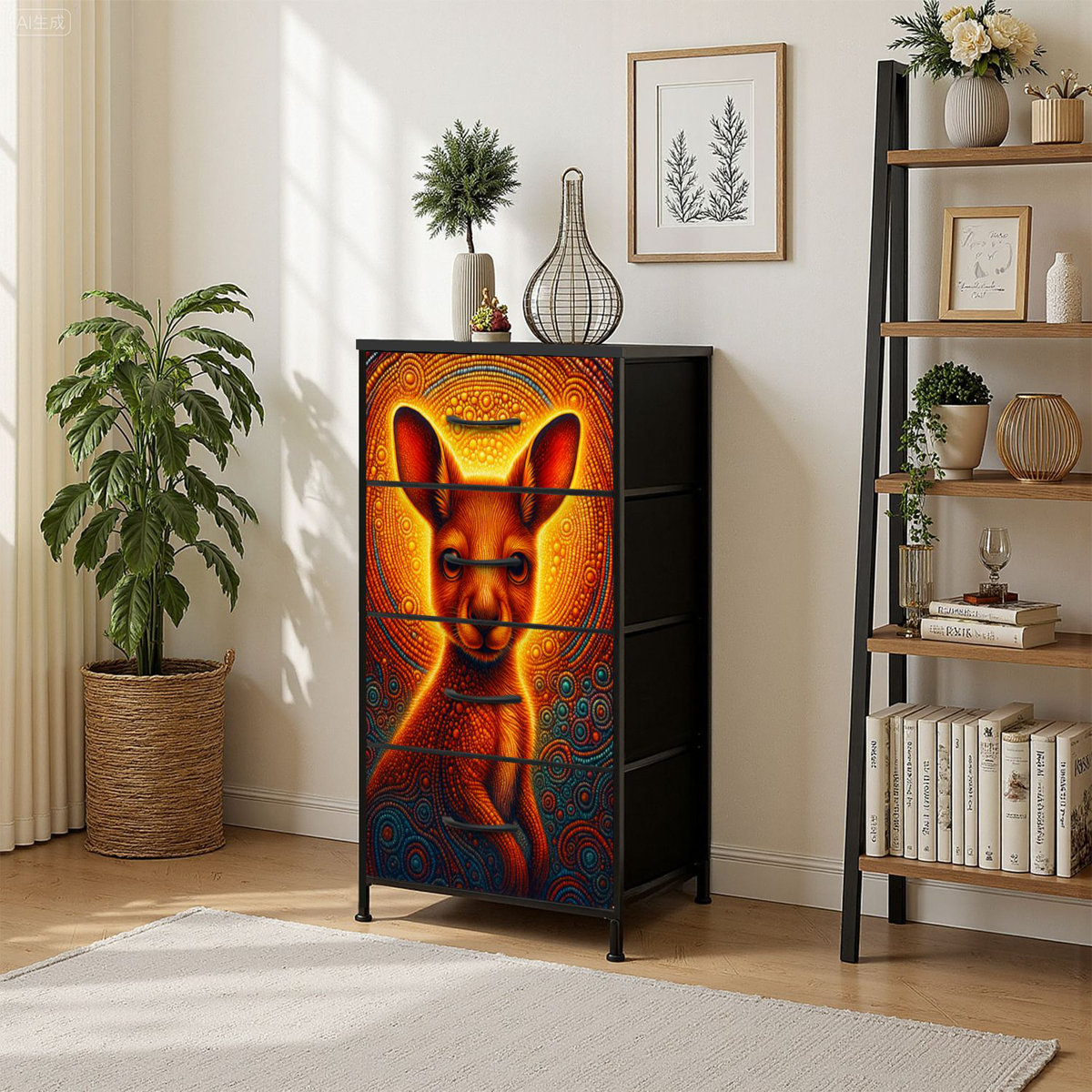 Ebern Designs 4 Drawer Vertical Storage Dresser Oil painting artistic ...