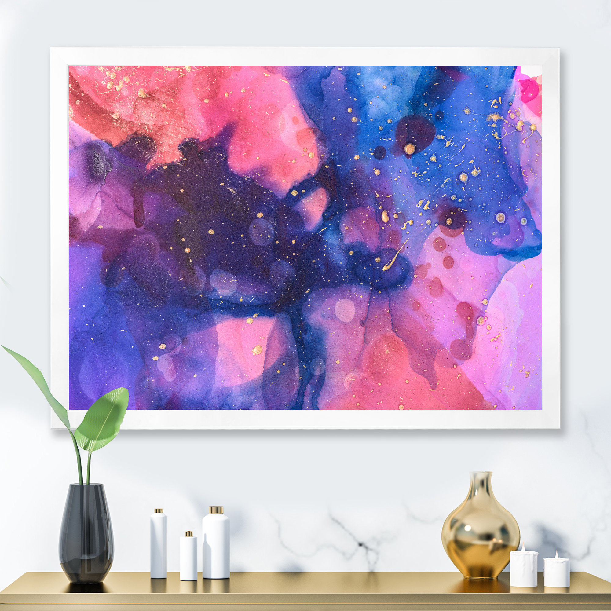 Wrought Studio™ Abstract Blue Red Violet Splashes - Modern Canvas Wall ...