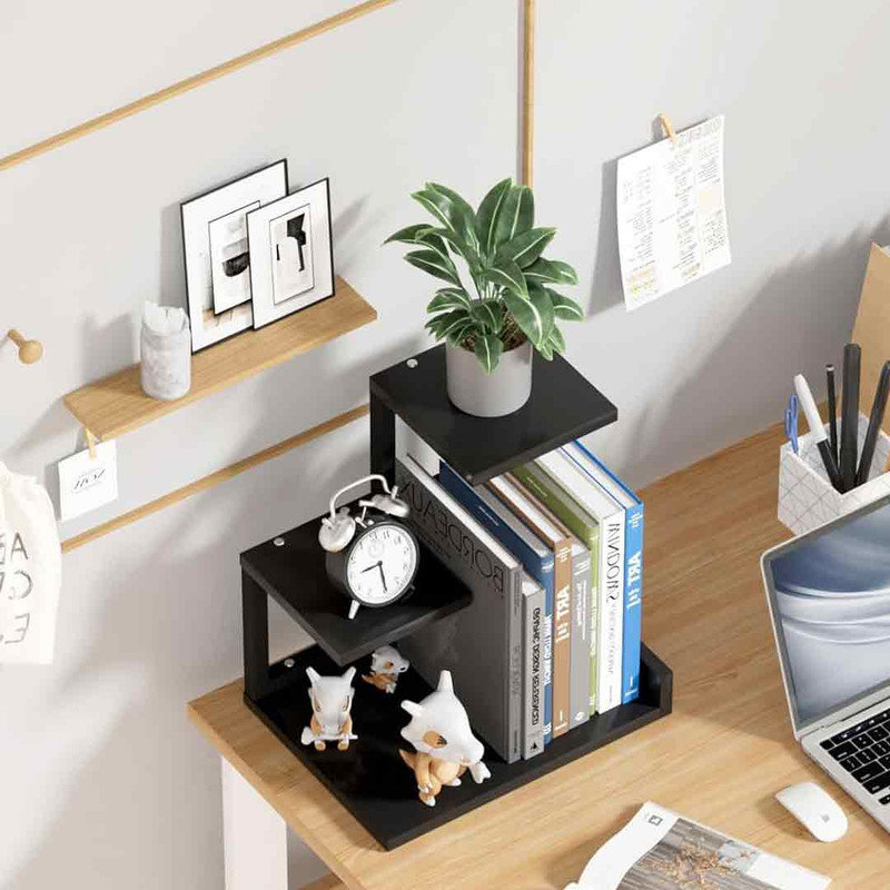 17 Stories Wood Desktop Shelf - Freestanding Small Bookshelf Desk Hutch ...