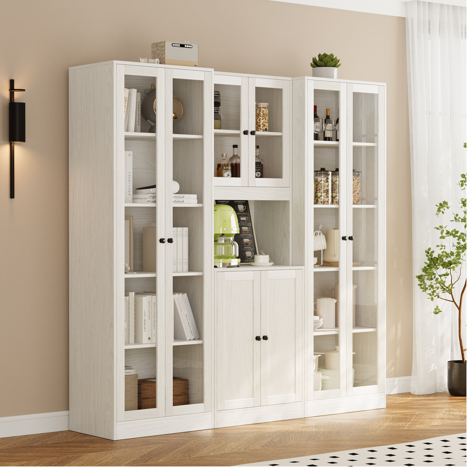 Latitude Run® Book Cabinet Storage Bookcase, 5-Tier Modern Bookshelves ...