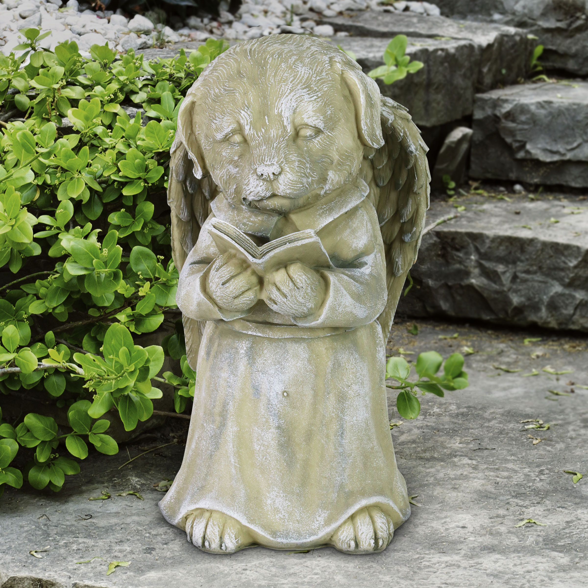 Exhart Dog Angel Reading Book Statue, 9.5 Inch - Wayfair Canada