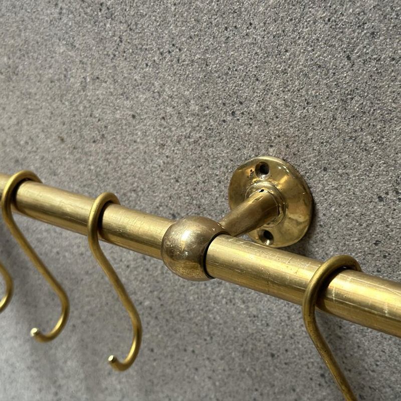 Rebrilliant Handmade Kitchen Rail Rack With Hooks Unlacquered Brass ...