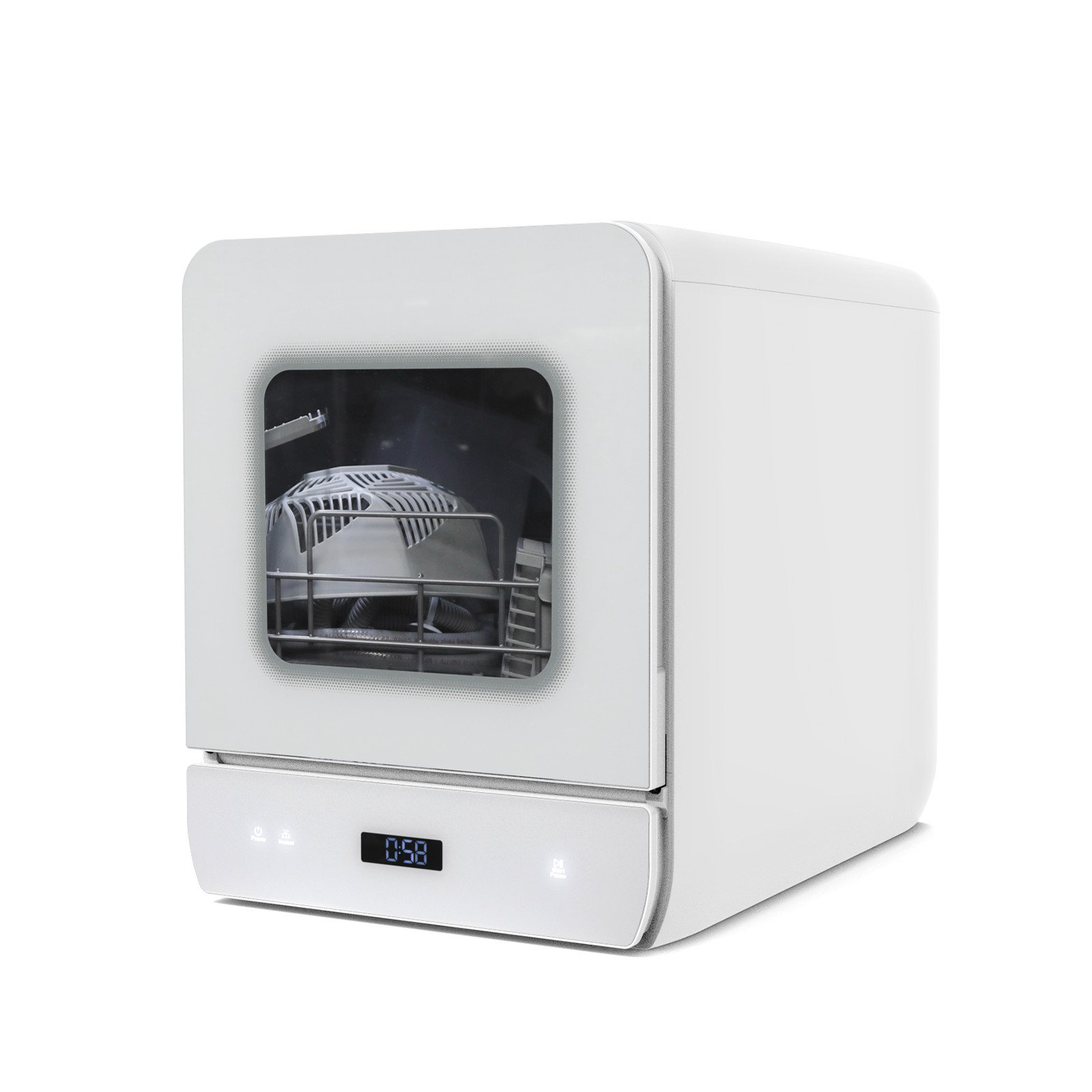 RAYS Countertop Dishwasher with Adjustable Rack White Stainless Steel ...