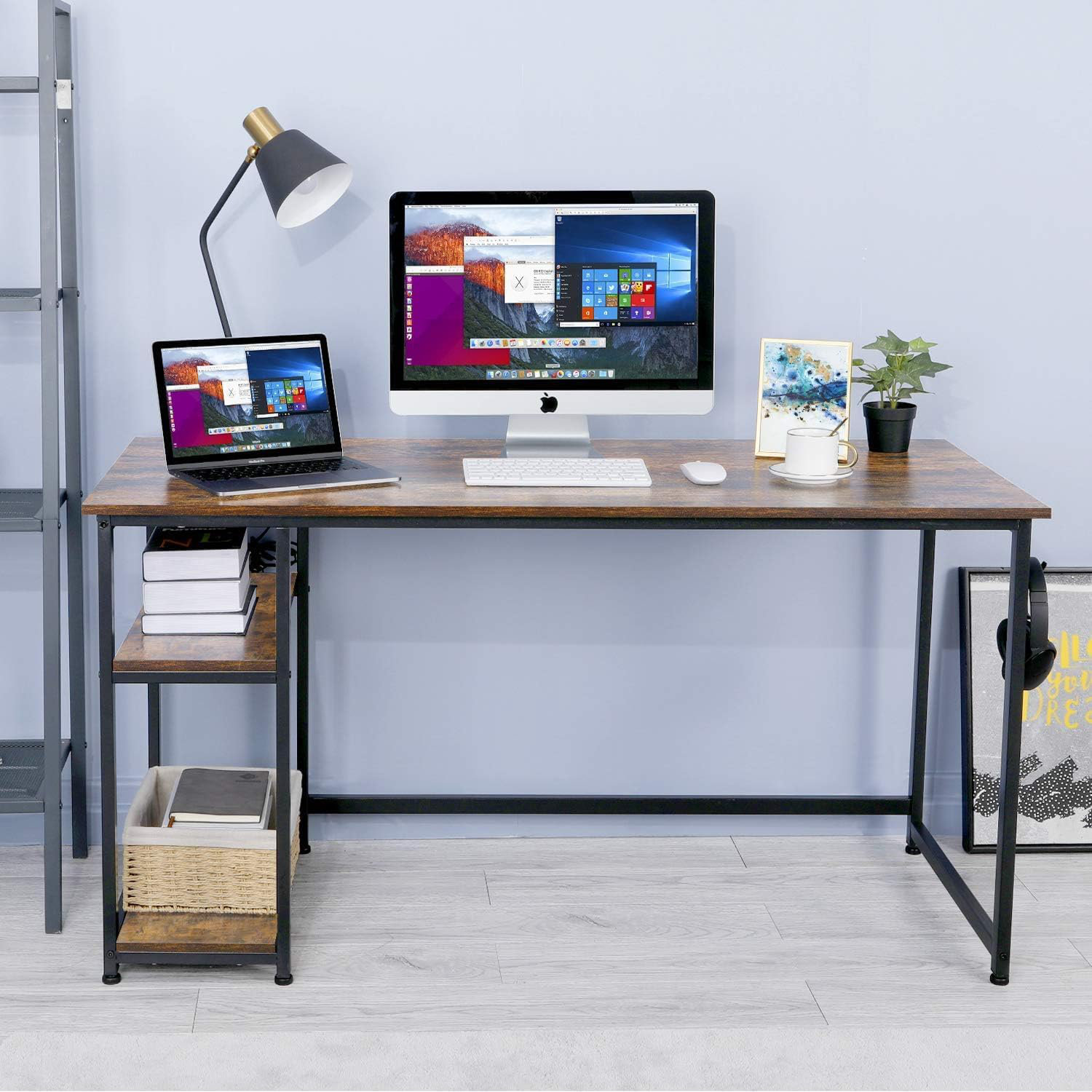 Borough Wharf Computer Desk, 47 Inch Writing Desk With Storage, Home ...