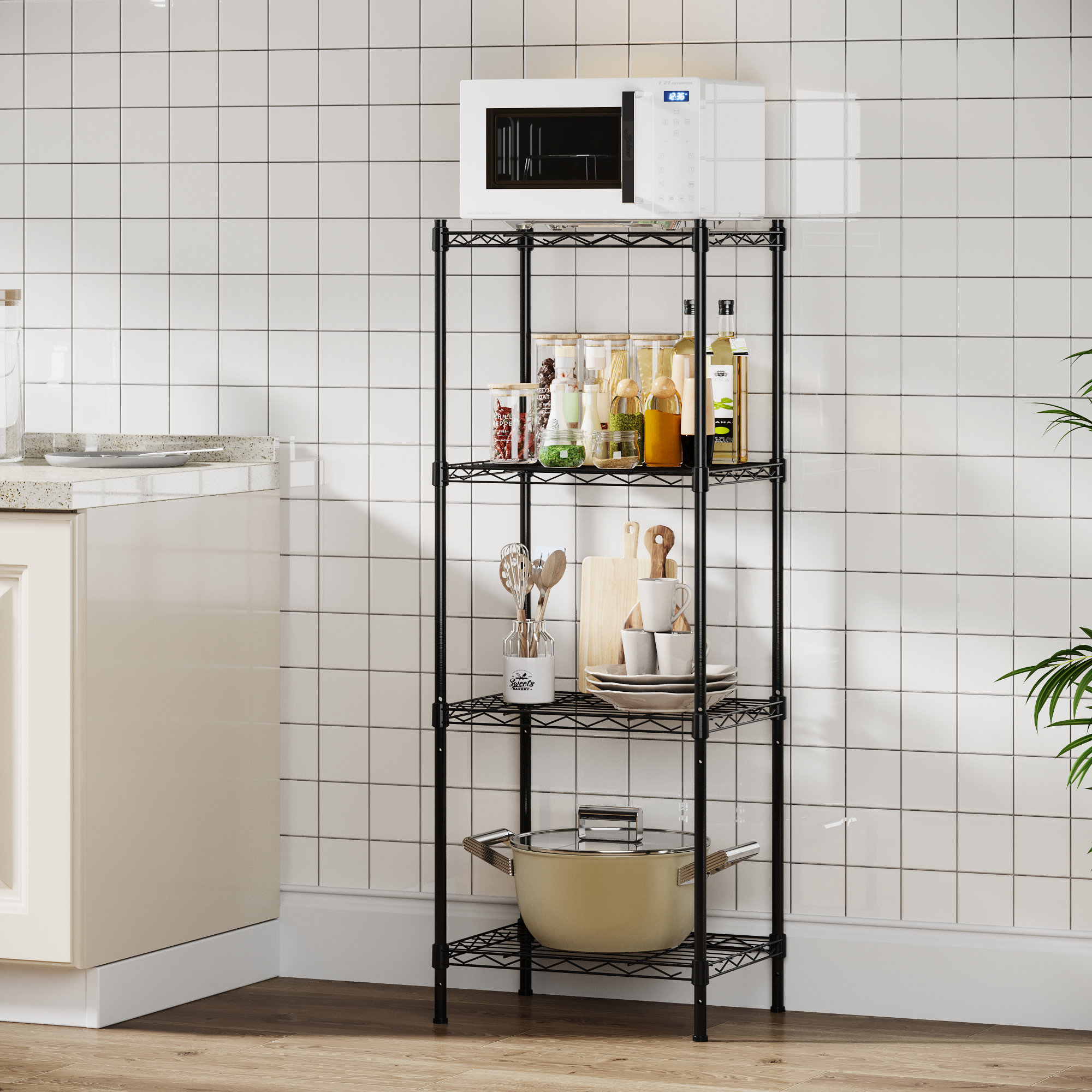 Rebrilliant 4 Tier Adjustable Storage, Skeleton Shelf, Steel Wire Shelf ...