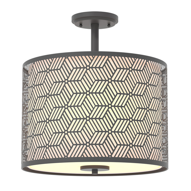 Inlight 14" Wide 3-Light Modern Drum Semi Flush Mount Ceiling Light ...