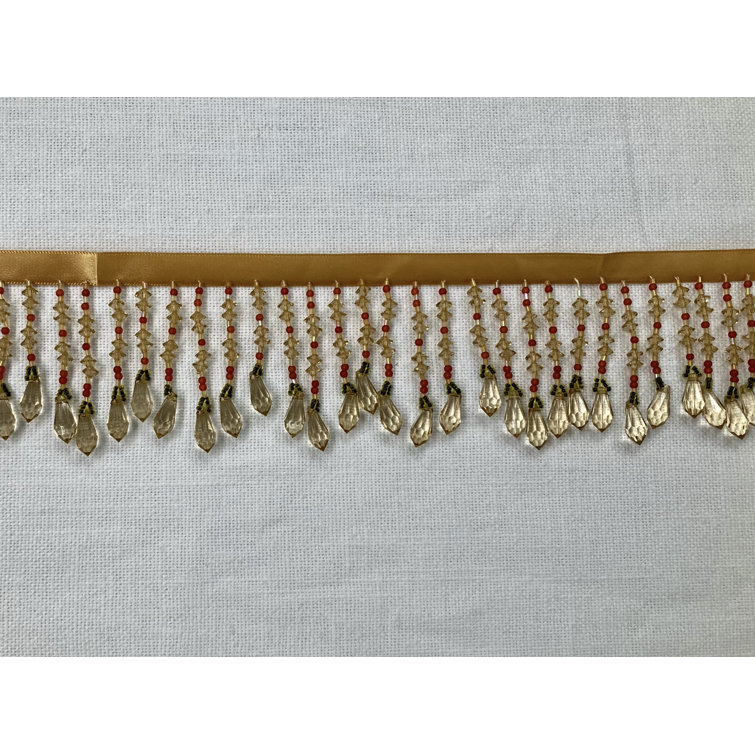 Rose Lace And Braid Crystal Beaded Fringe 3" Width Trim Sold By The ...