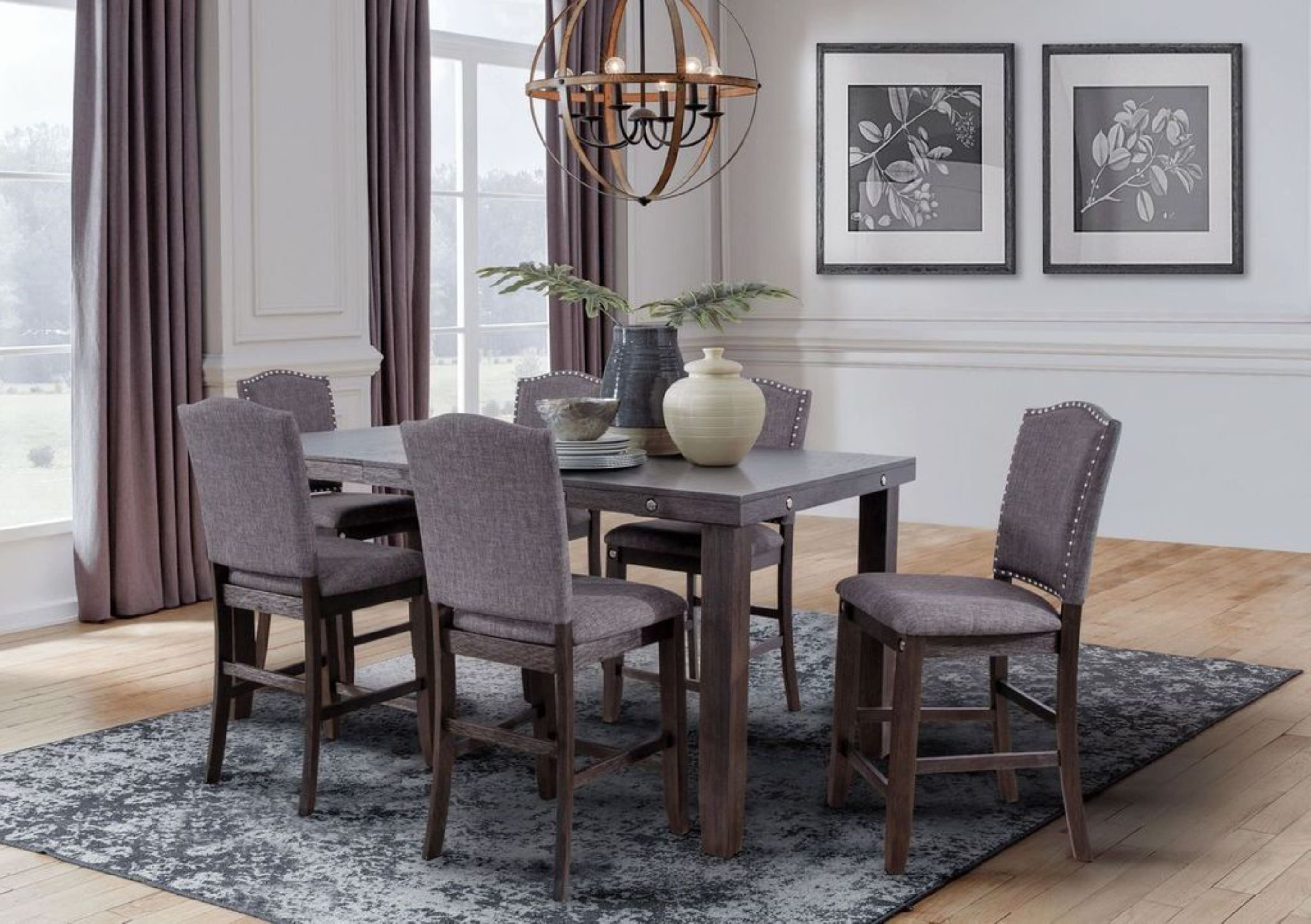 Canora Grey Caitlen Grey 7-Piece Counter Height Dining Set | Wayfair