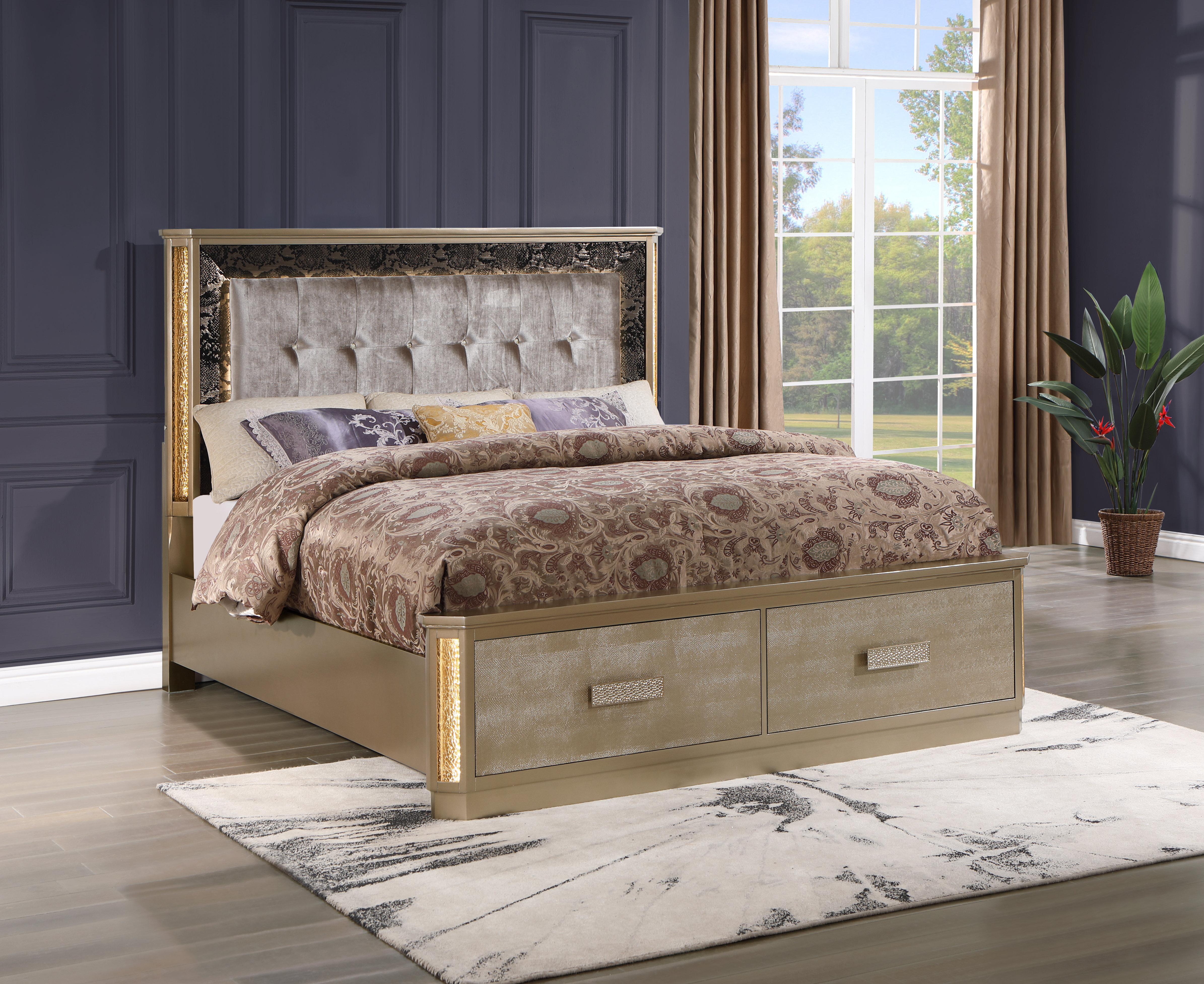 Rosdorf Park Lit plateforme tapissier avec rangement Coutee - Wayfair ...