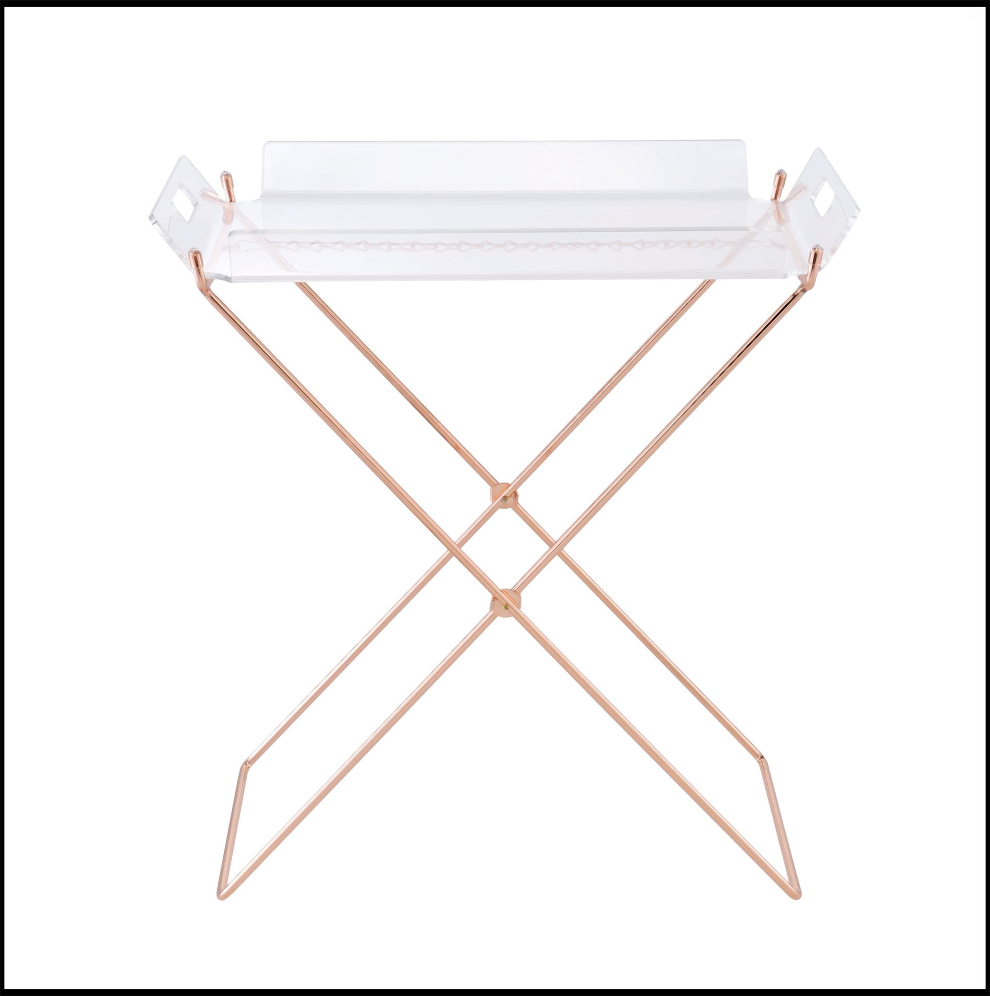 Mercer41 Clear And Copper Tray Table With Removable Tray | Wayfair