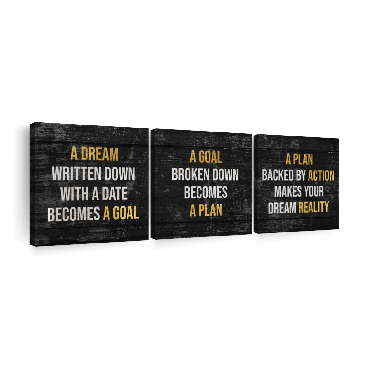 Trinx Dream Goal Plan Grunge Typography Multi Piece Canvas Print | Wayfair