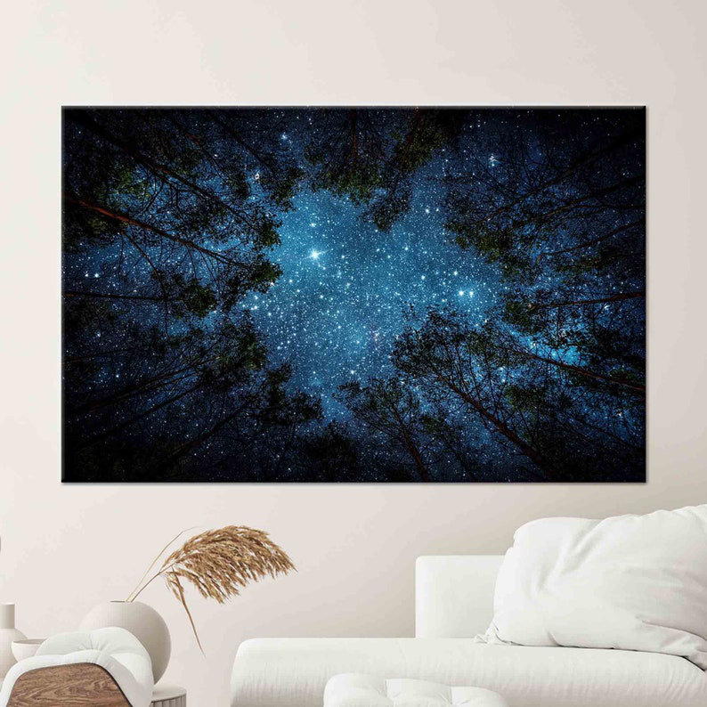 kayra export Starry Night Sky Framed Canvas Poster - Modern Wall Art ...