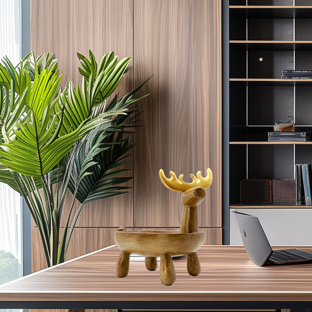 Union Rustic Resin Deer Statue Storage Tray, Statues Desktop Ornaments ...