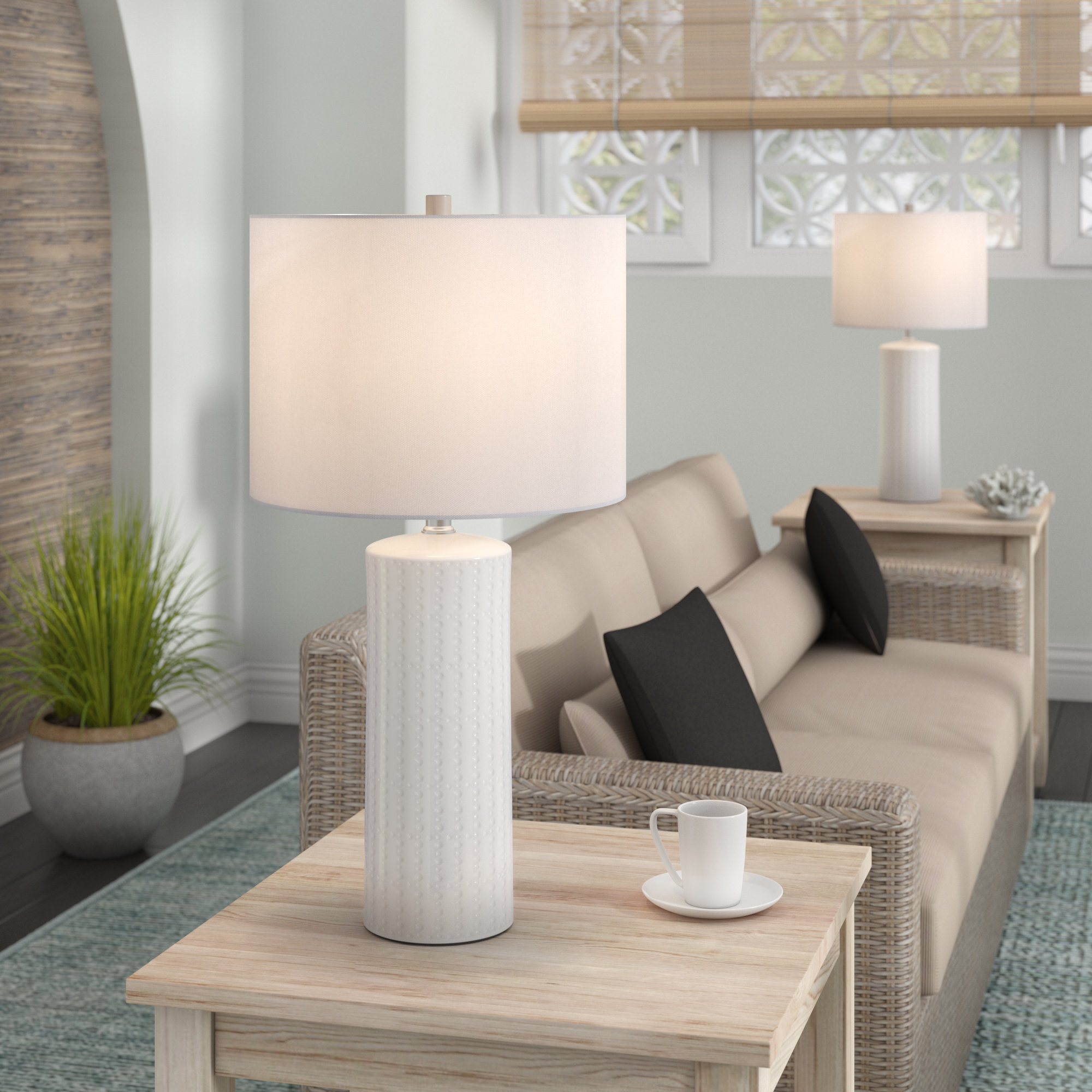 Dovecove Stanberry 25.25" Cream Table Lamp Set & Reviews | Wayfair