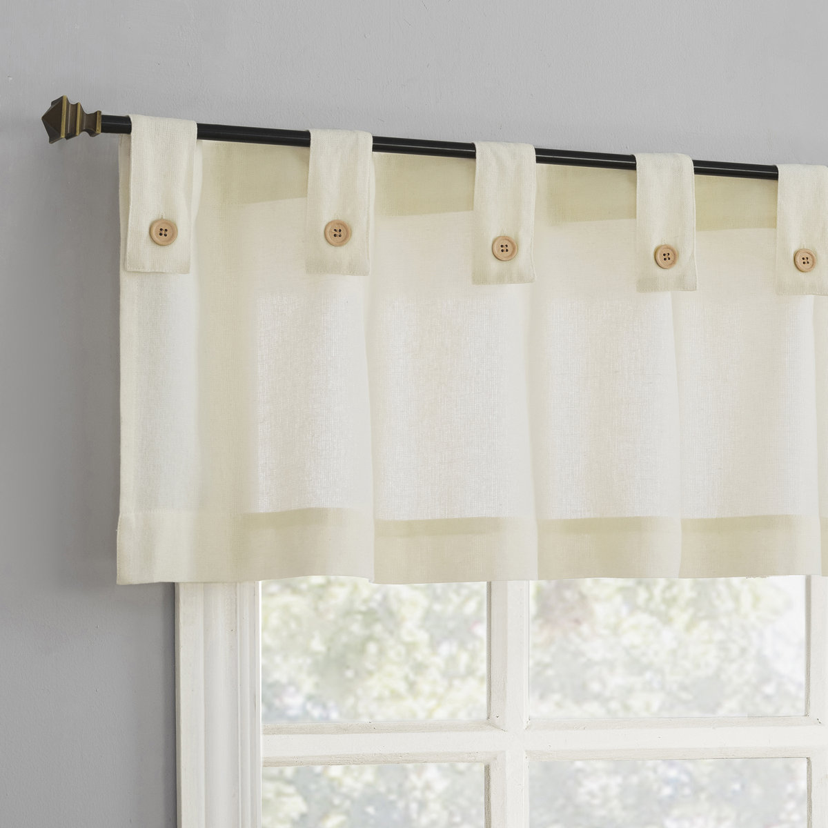 Ebern Designs Zaybree Cotton Blend Button Tab Top Cafe Curtain ...
