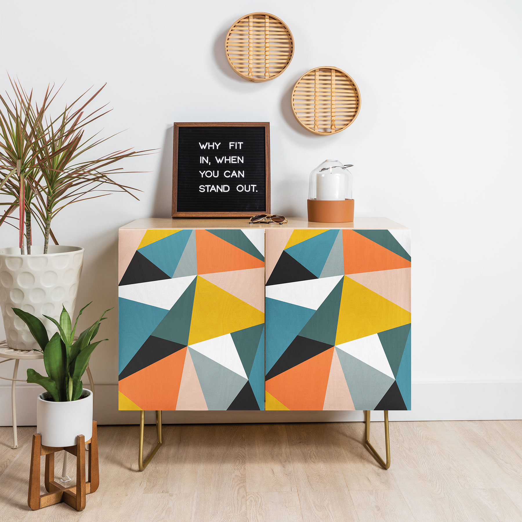East Urban Home The Old Art Studio Modern Geometric 36 2 Door Credenza ...