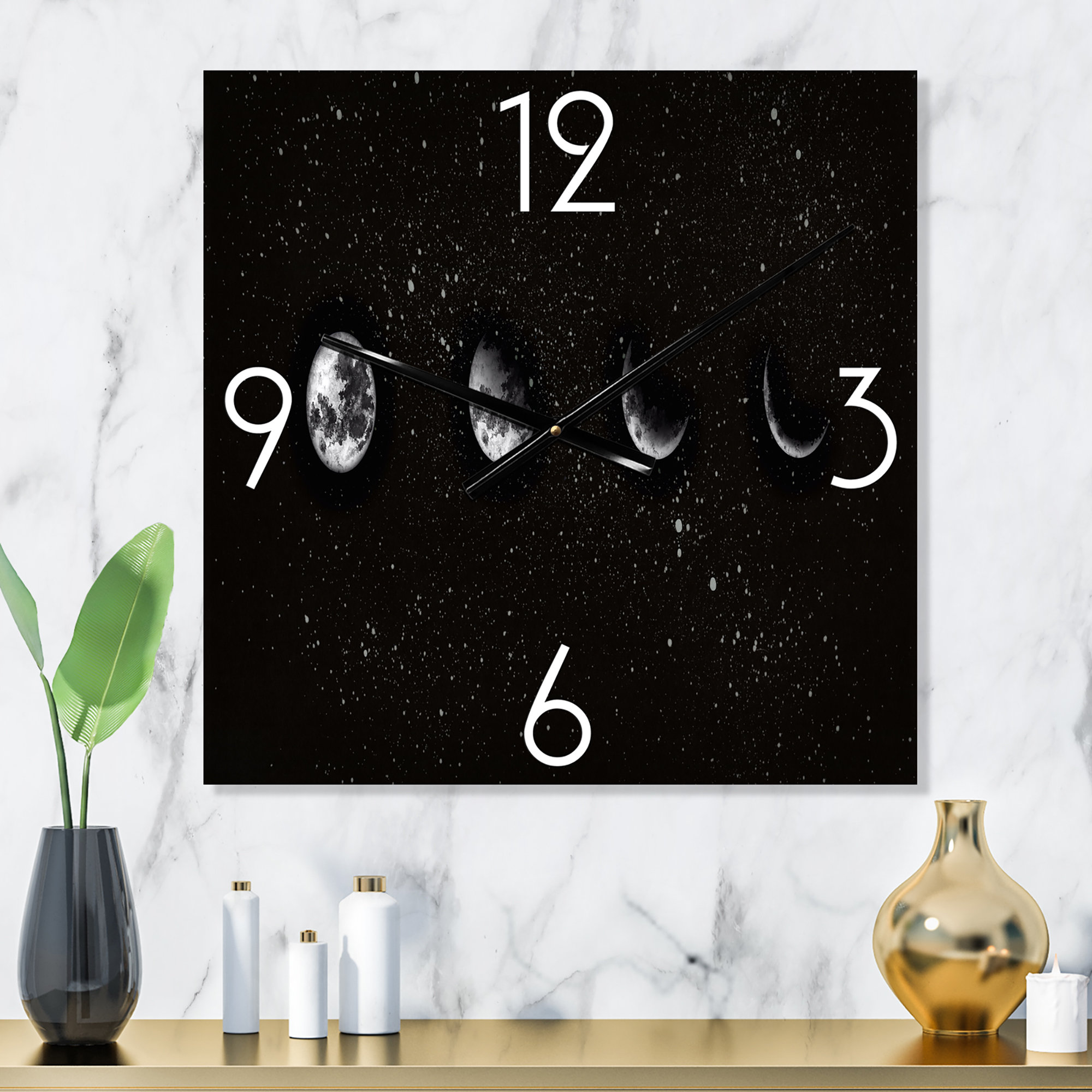 East Urban Home Moon Phases in the Night Sky - Modern Wall Clock | Wayfair