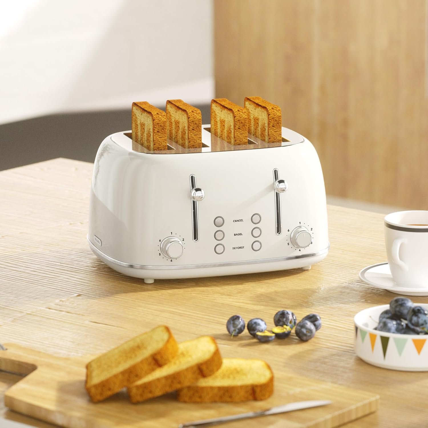 Amaxot Retro Stainless Toaster with 6 Bread Shade Settings 4 Slice ...