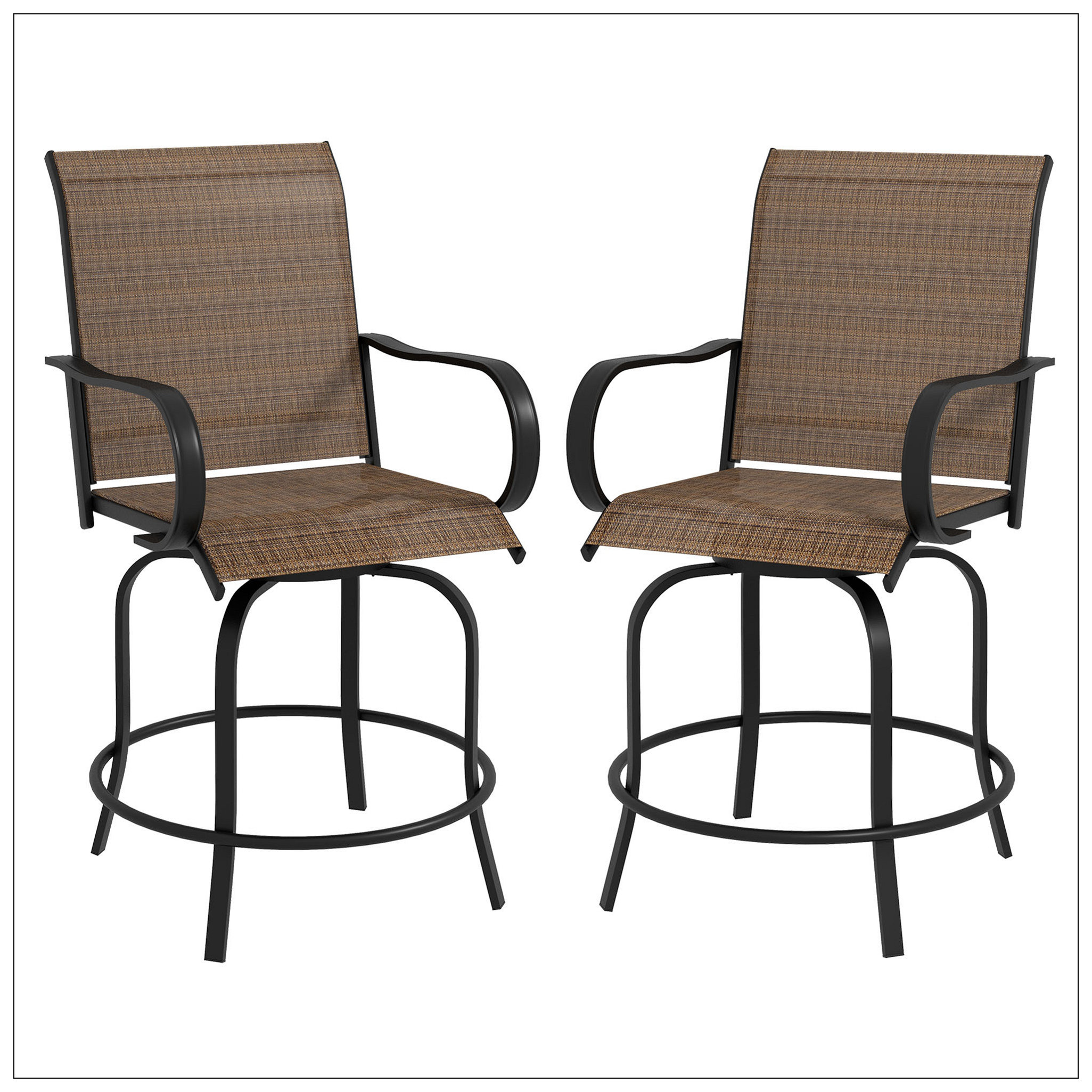 Red Barrel Studio Outdoor Bar Stools With Armrests, Set Of 2 360 ...
