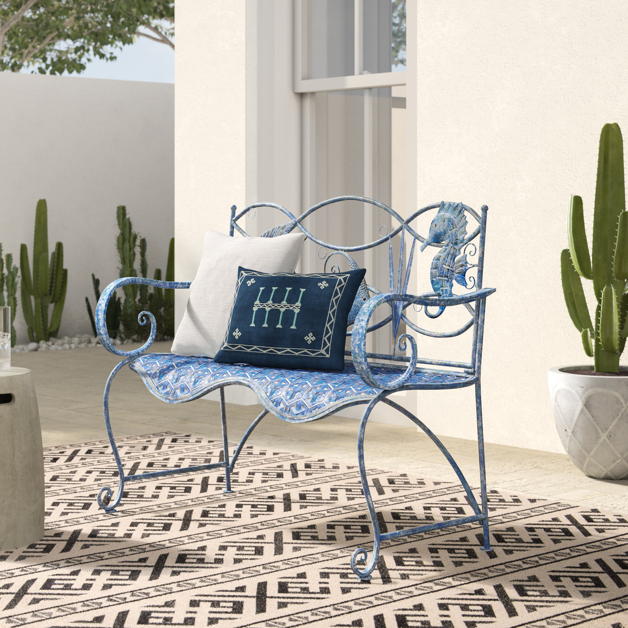 Mistana™ Zev Blue Fish Cast Iron Garden Bench & Reviews - Wayfair Canada