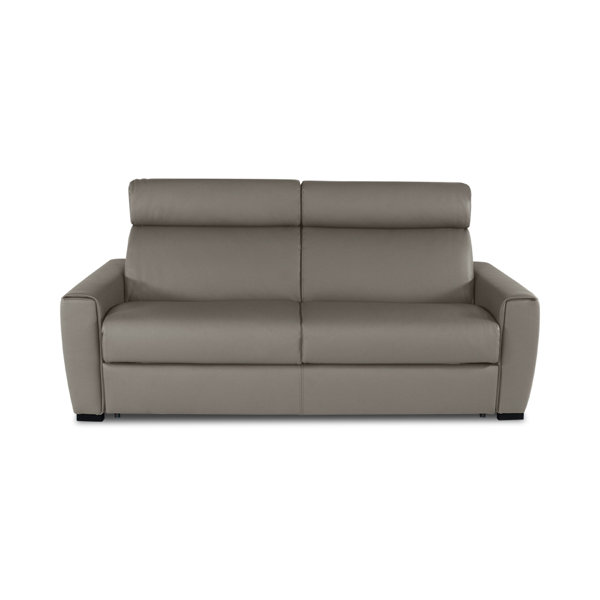 Latitude Run® Capozzi Italian 85" Top Grain Leather Square Arm Sofa Bed ...