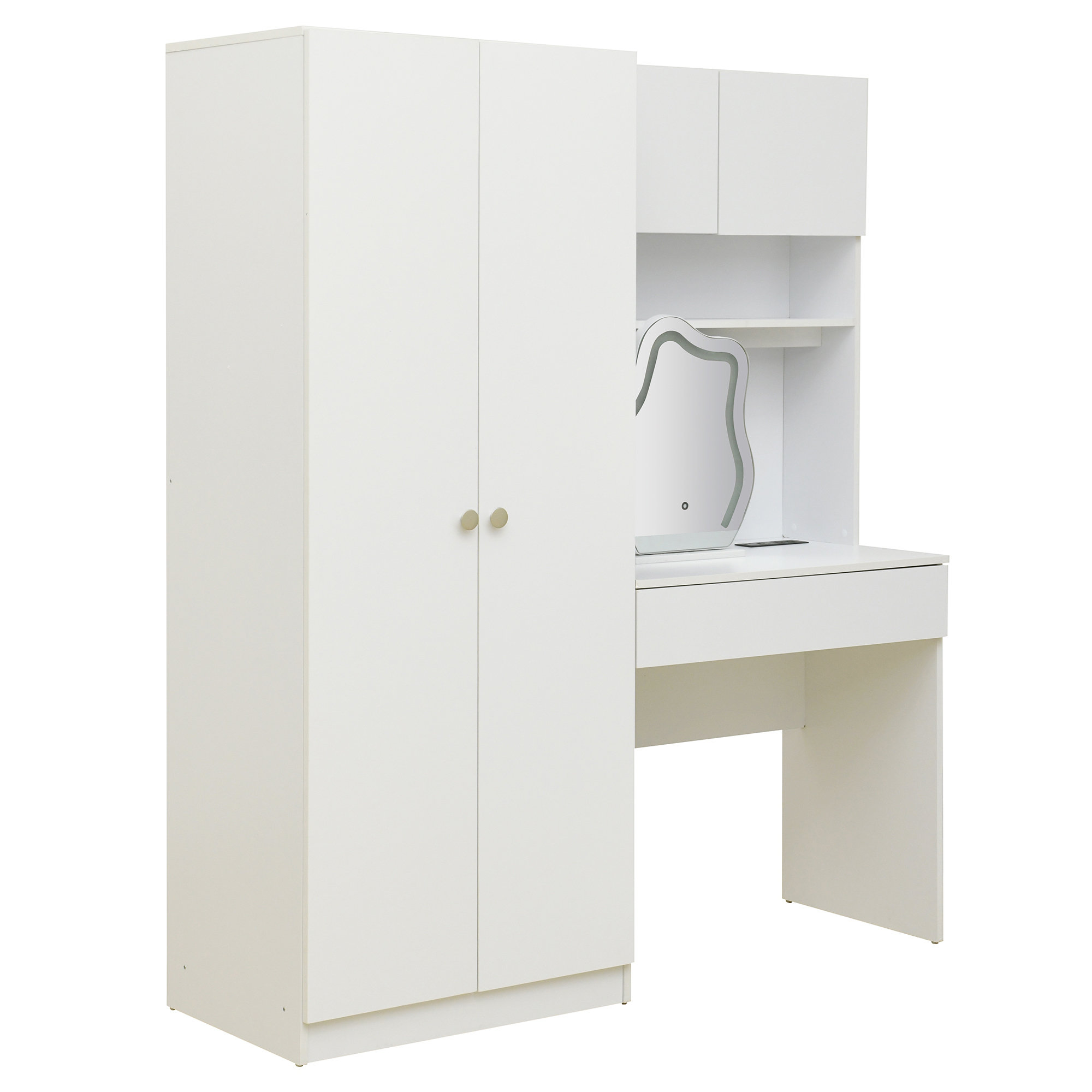 Astoria Grand 2-Door Wooden Storage Vanity Wardrobe for Bedroom with ...
