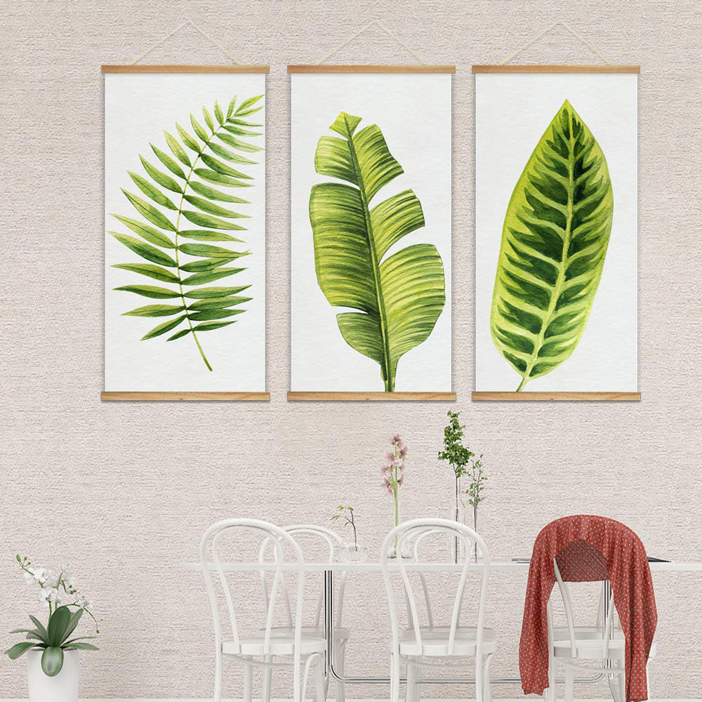 IDEA4WALL Minimal Botanical Floral Botanical Hanging Poster with Wood ...