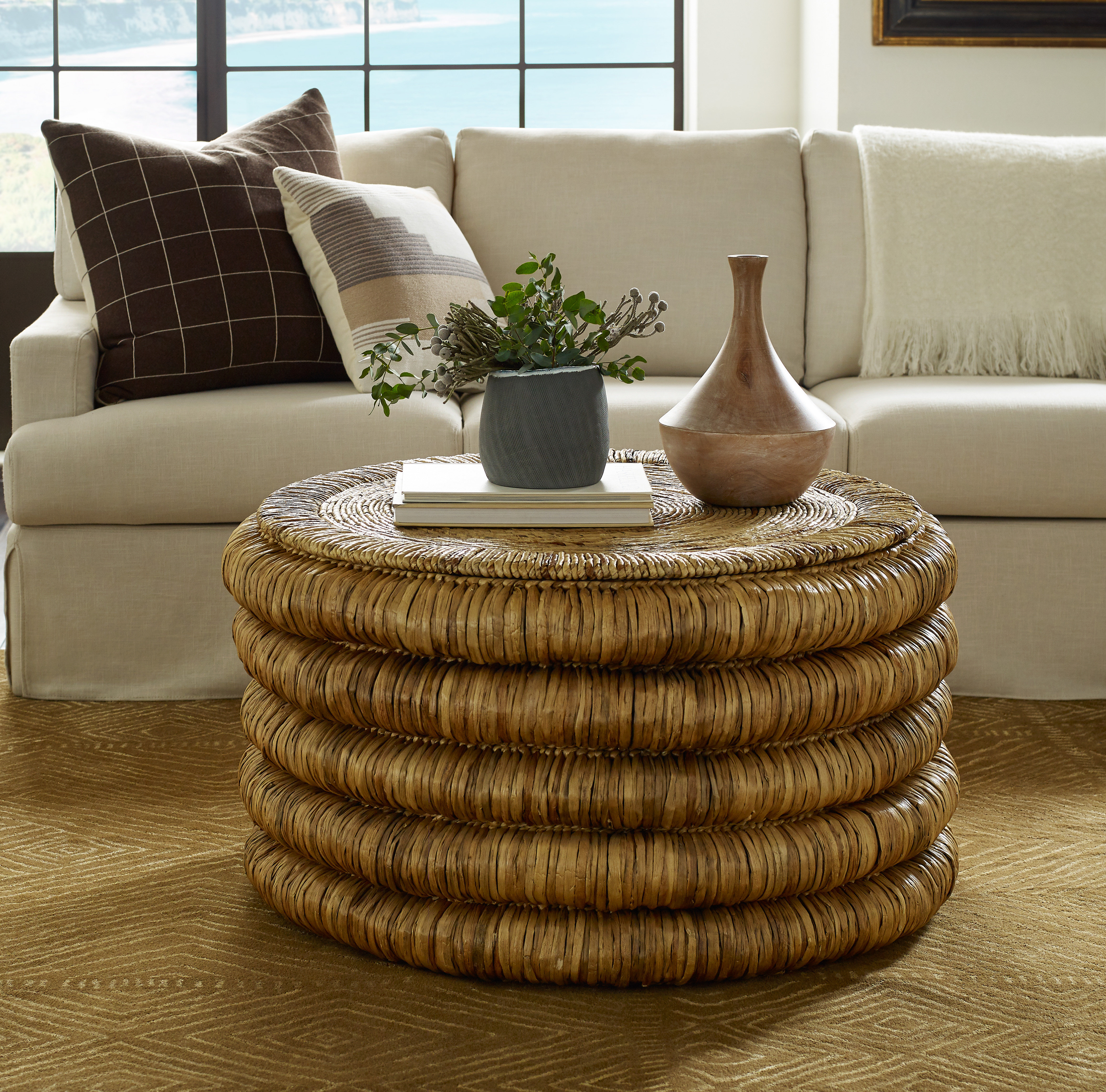 Woven Sol Coffee Table In Water Hyacinth | Perigold
