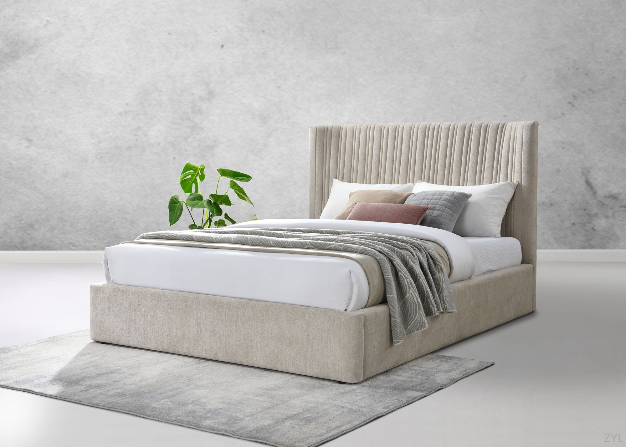 Latitude Run® Loren Beige Fabric Eastern Bed | Wayfair