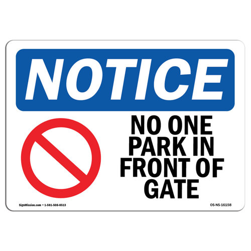 SignMission Osha Notice No Parking in Front of Door Sign | Wayfair