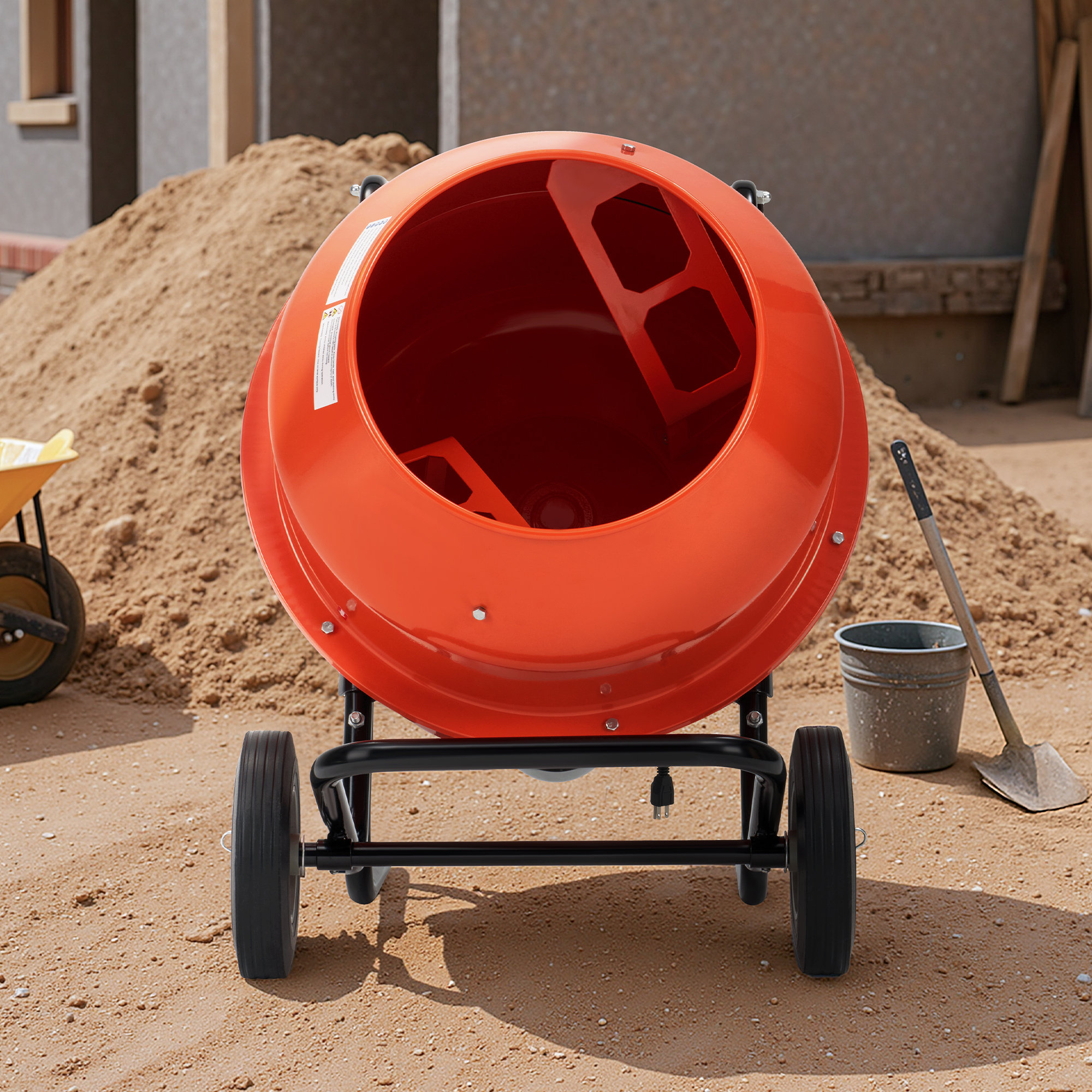 AMERLIFE 4.9 Cu.Ft. Electric Cement Mixer,375W Portable Wheelbarrow ...